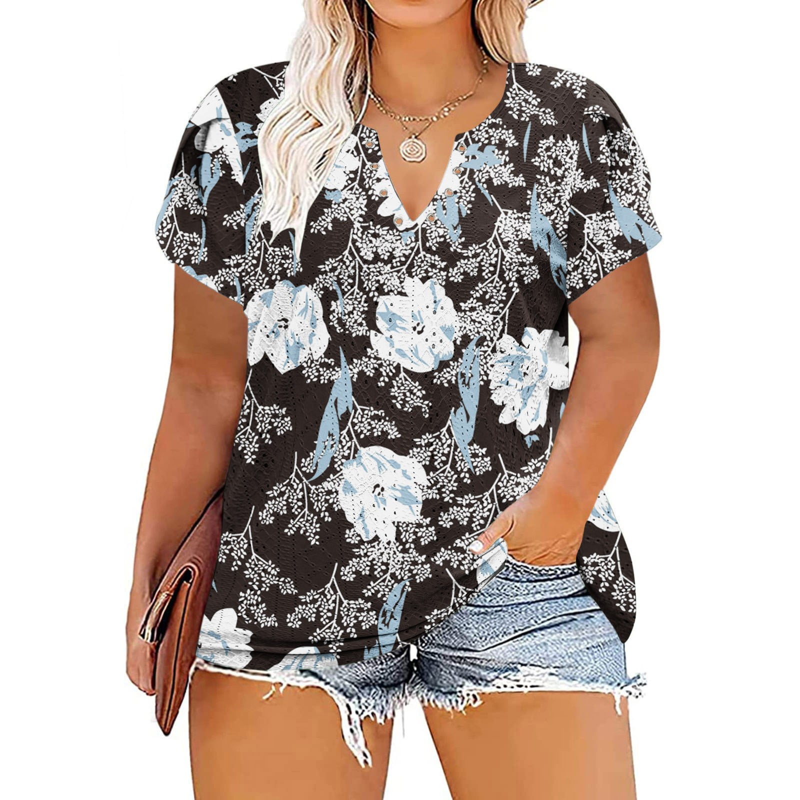 Yuwull Crop Tops For Teen Girls, Womens Plus Size Summer Tops Casual V ...