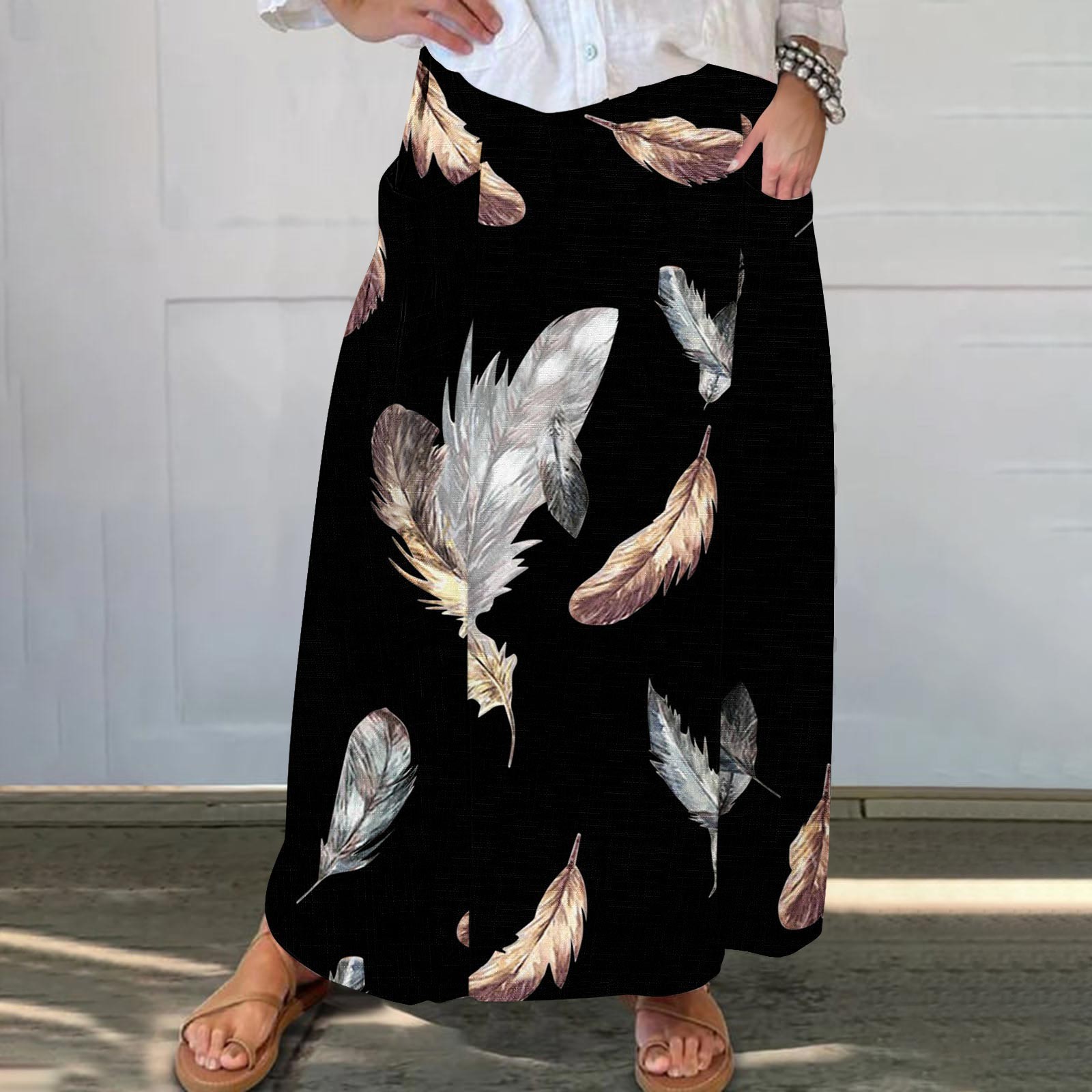 Yuwull Midi Skirts For Women Women's 2025 Summer High Waist Graphic ...