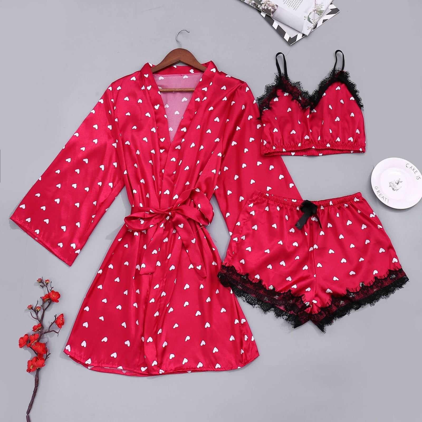 Yuwull Plus Size Pajamas Set for Women 3 Piece Lounges Sets Soft Cami ...