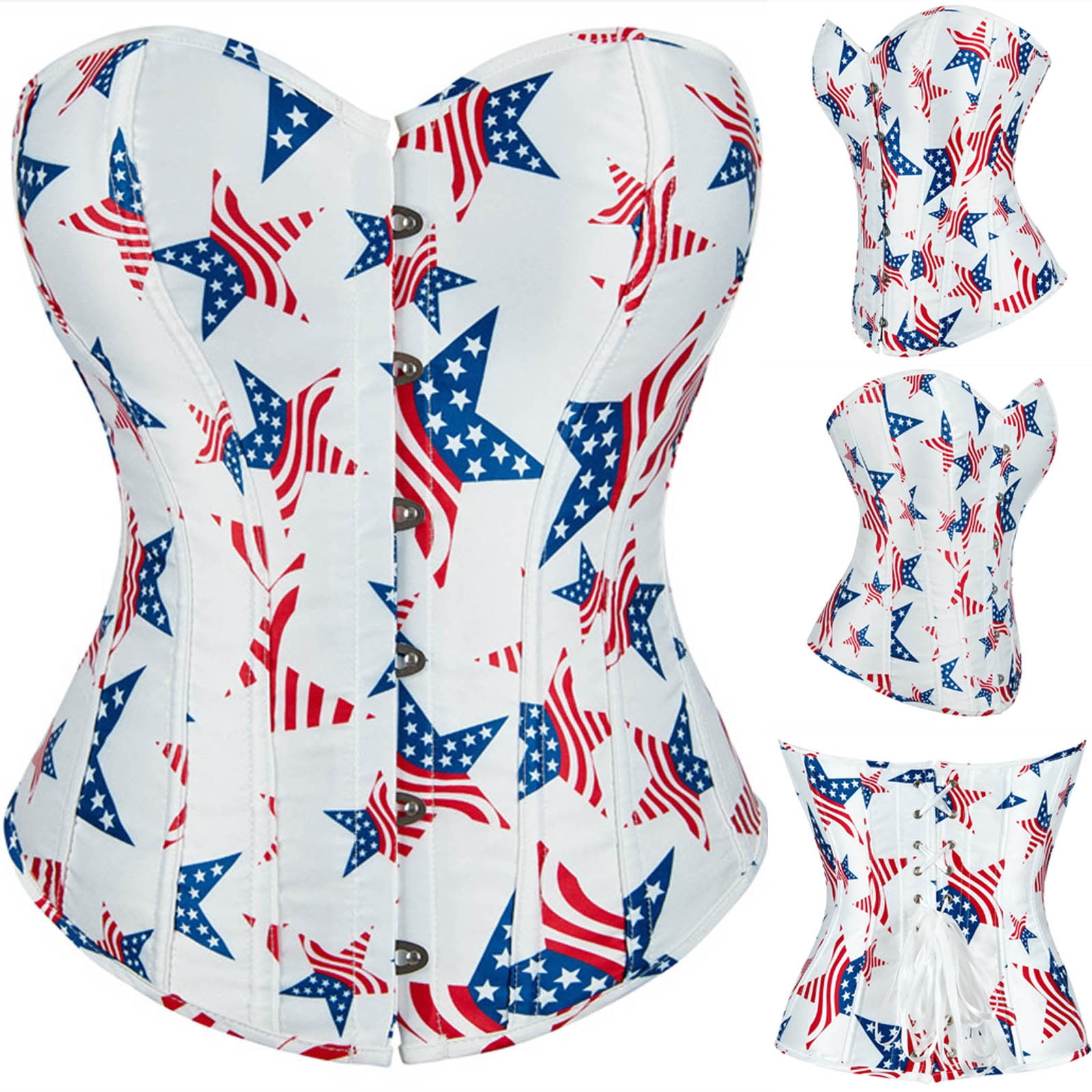 Yuwull Vintage Strapless Open Back Boned Mesh Bustier Zip Back Corset ...