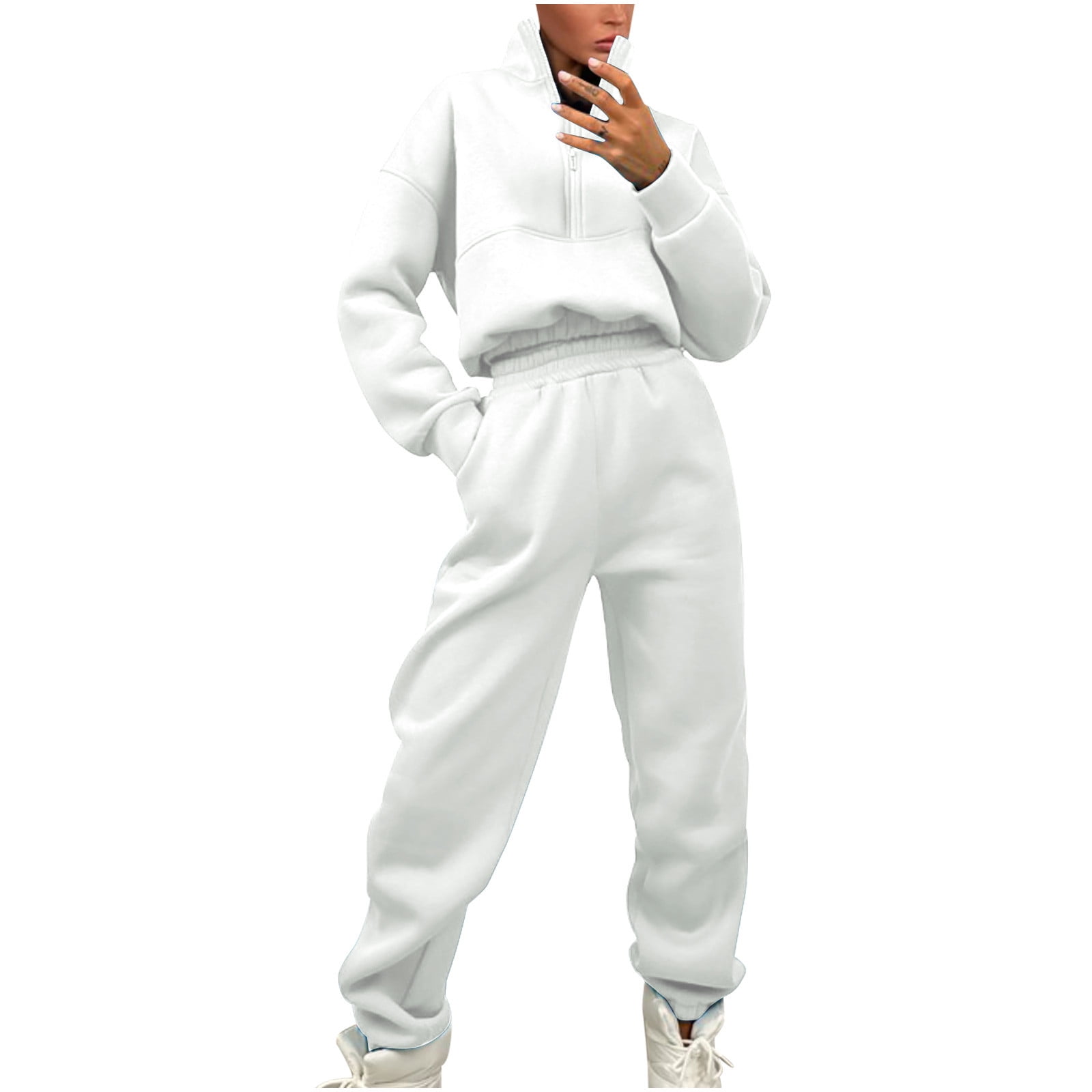 Yuwull Women 2 Piece Outfits Hoodie Sweatshirt Tracksuit Oversized ...