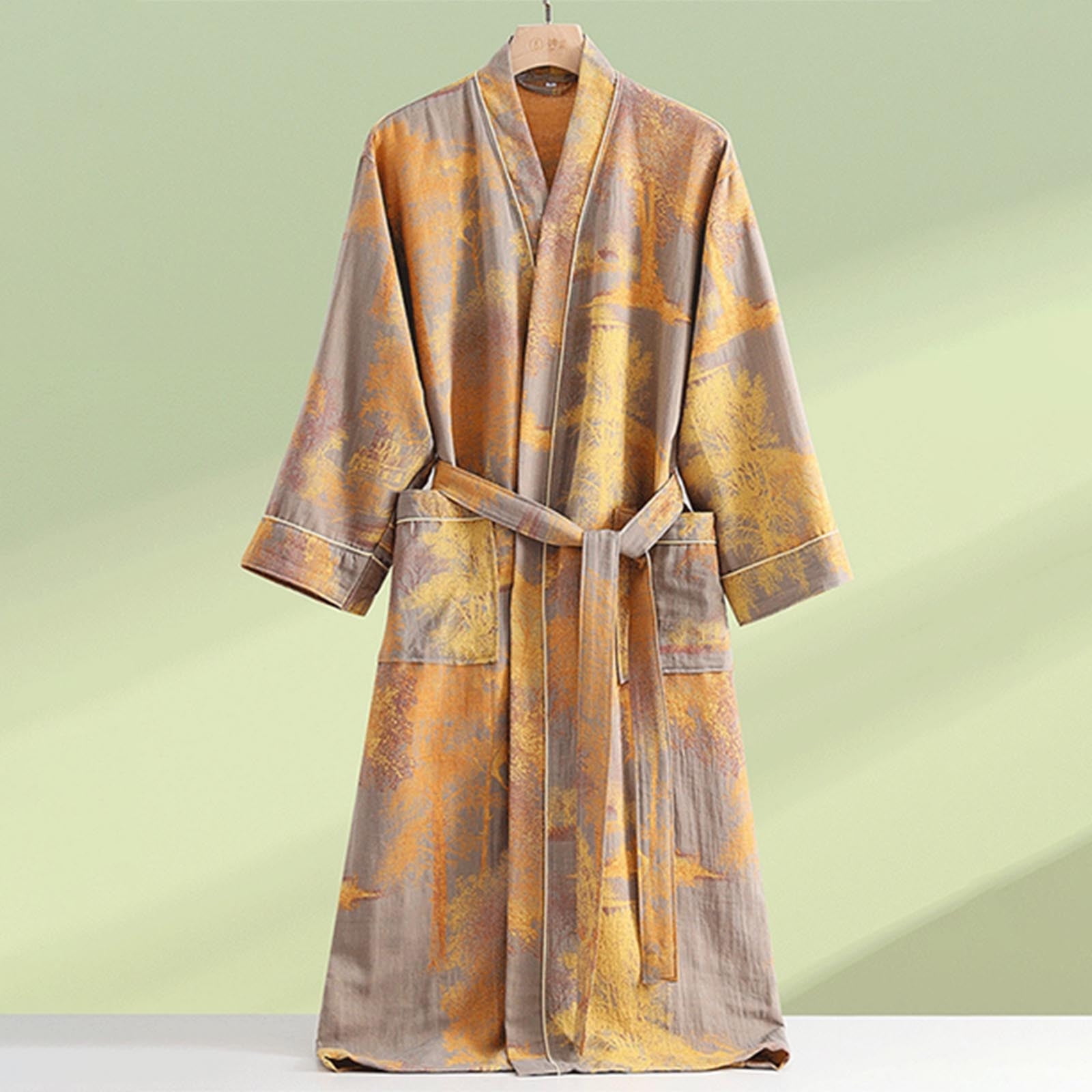 Yuwull Women/Men's Cotton Double Gauze Sleeping Robe Japanese Style ...