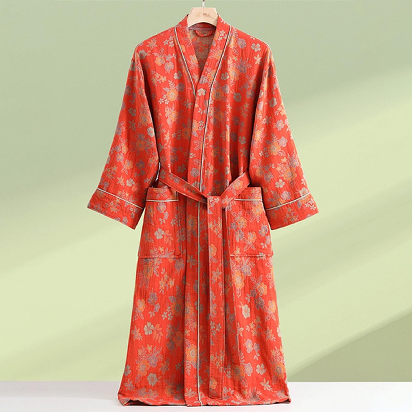 Yuwull Women/Men's Cotton Double Gauze Sleeping Robe Japanese Style ...