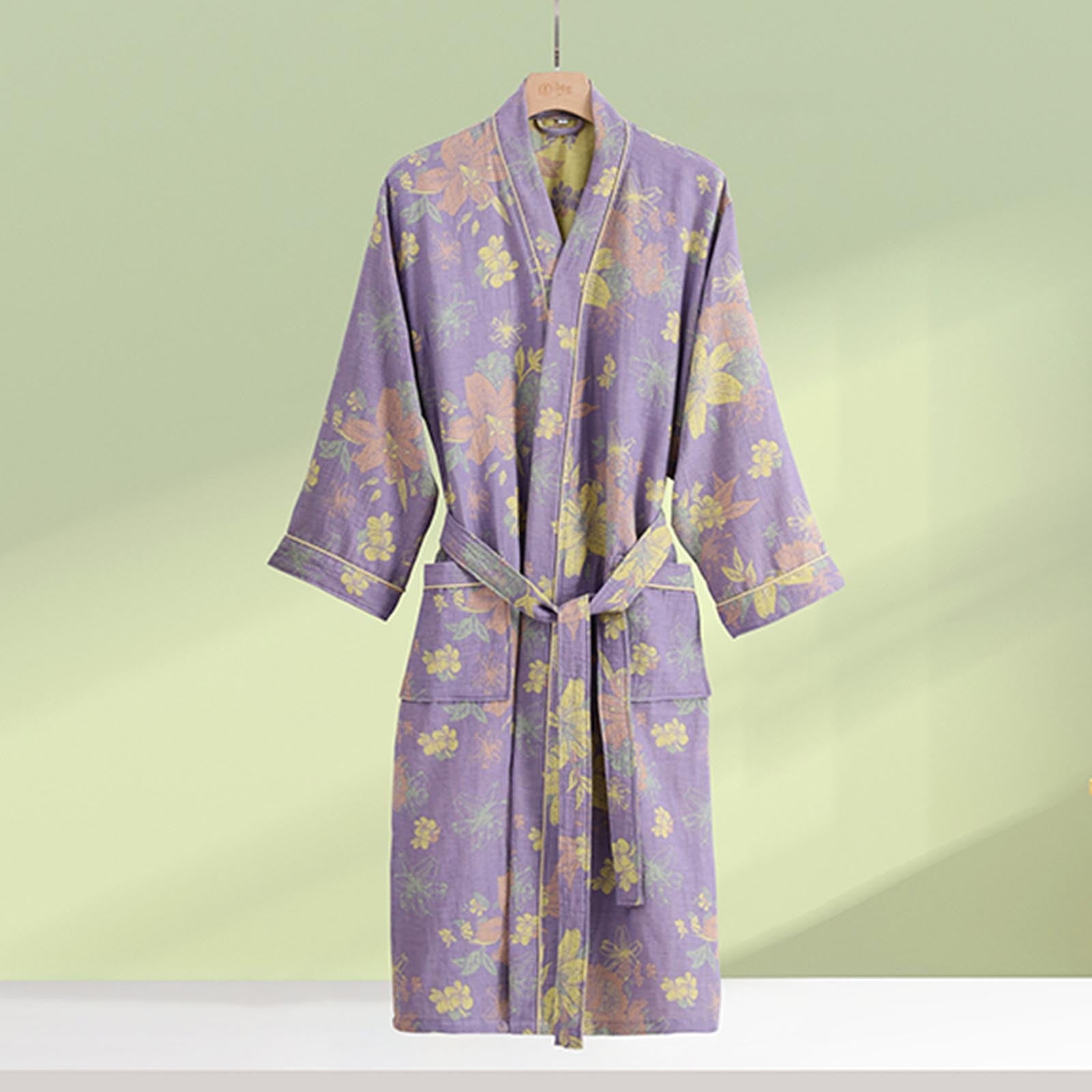 Yuwull Women/Men's Cotton Double Gauze Sleeping Robe Japanese Style ...