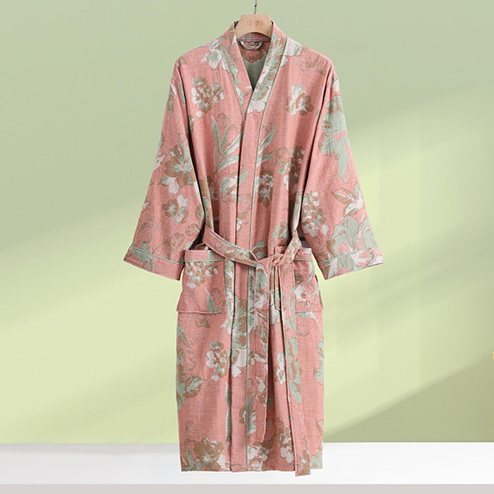Yuwull Women/Men's Cotton Double Gauze Sleeping Robe Japanese Style Kimono Bathrobe Pyjamas ...