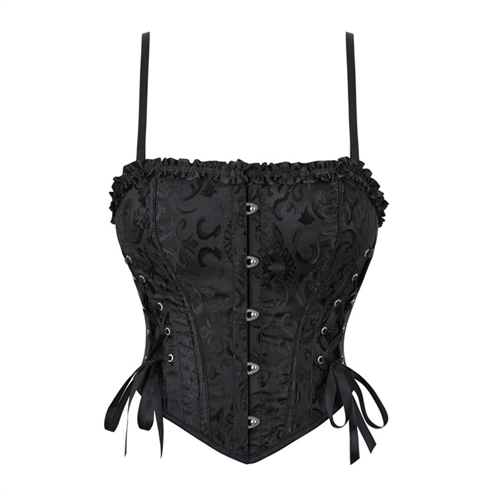 Yuwull Women'S Lace Up Cami Corset Tops Cold Shoulder Zip Side Ties ...