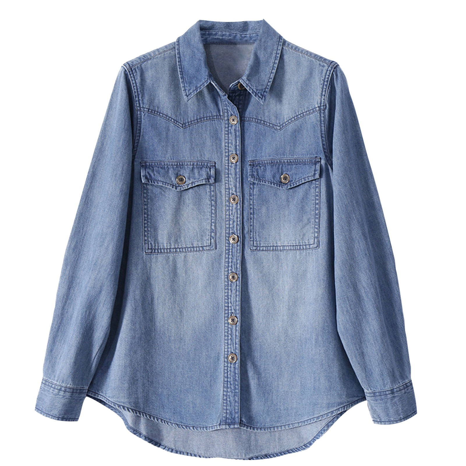 Yuwull Women'S Oversized Mid Long Denim Jacket Jean Biker Coat Causal ...