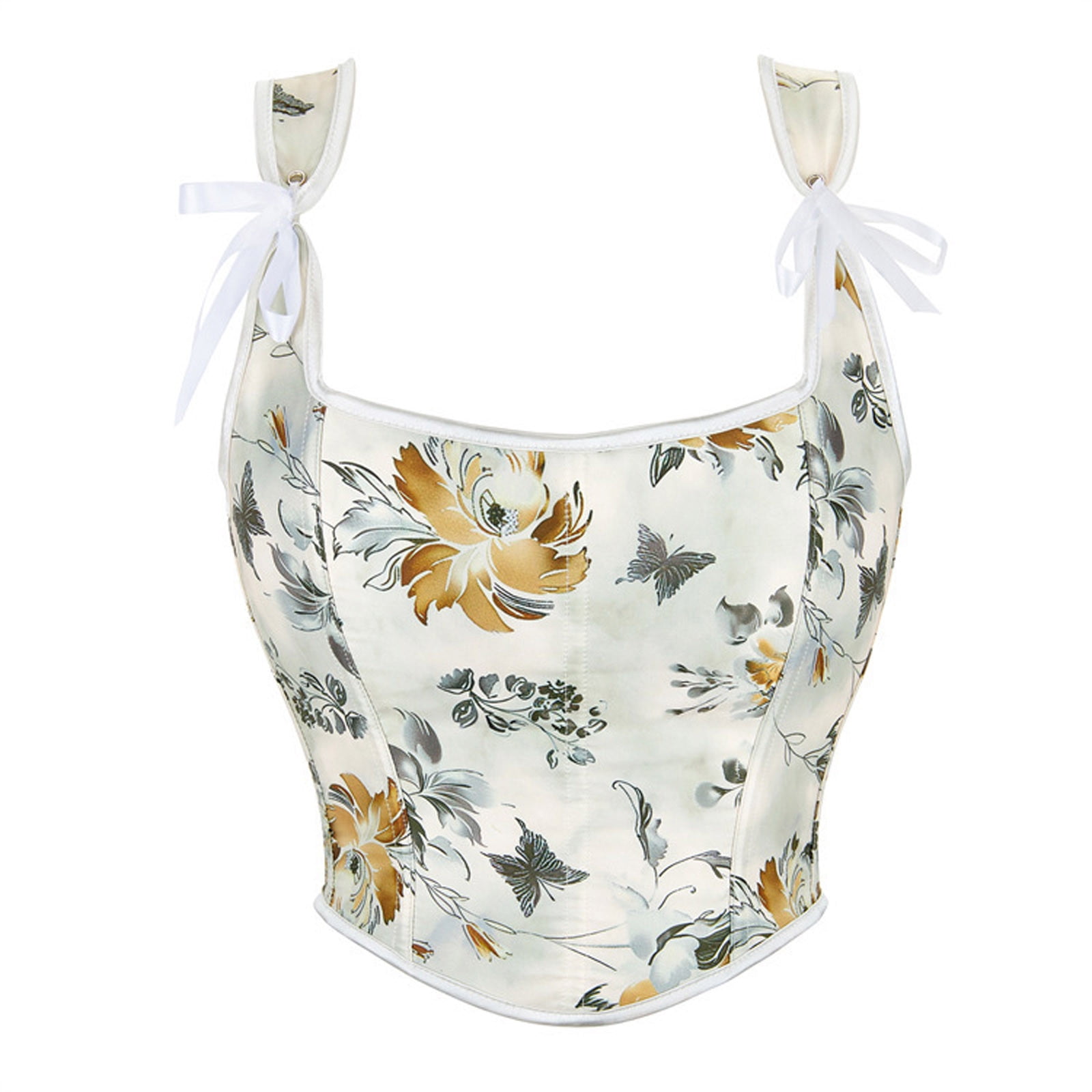 Yuwull Women'S Summer Floral Corset Crop Top Strap Boned Bustier Cute ...