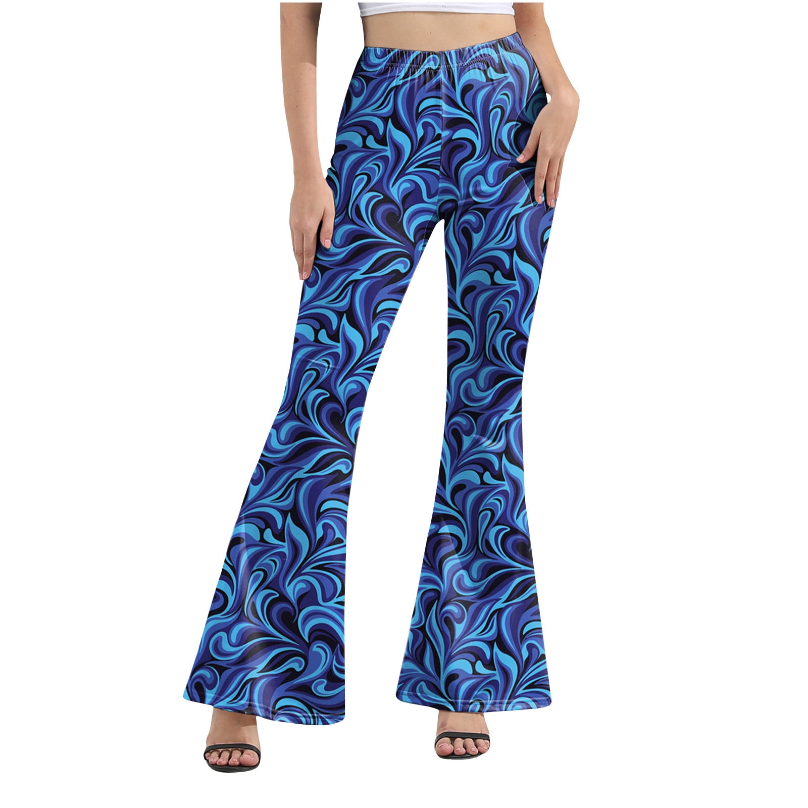 Yuwull Women's Boho High Waist Flare Pants Stretch Bell Bottom Yoga ...