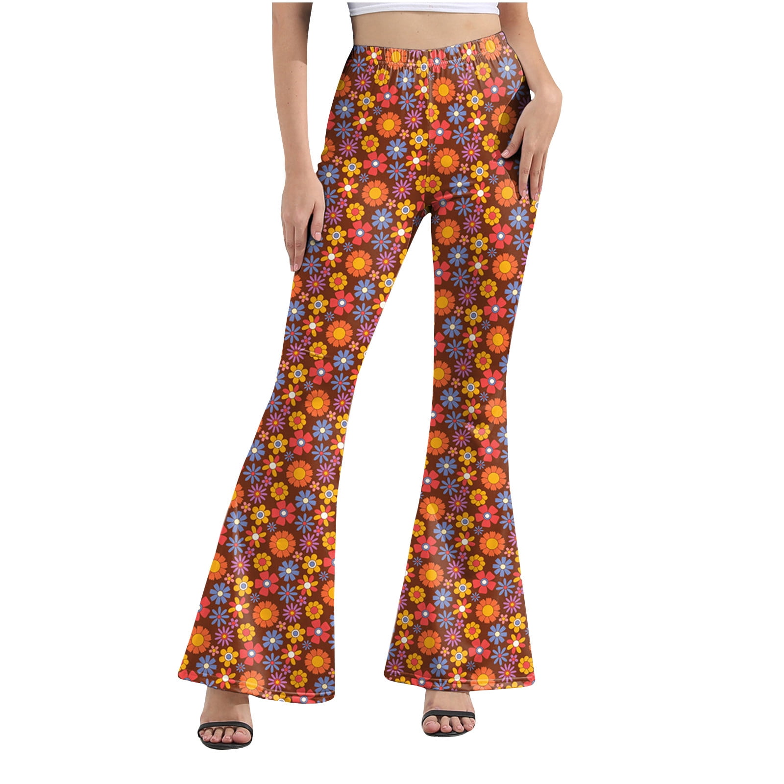 Yuwull Women's Boho High Waist Flare Pants Stretch Bell Bottom Yoga ...