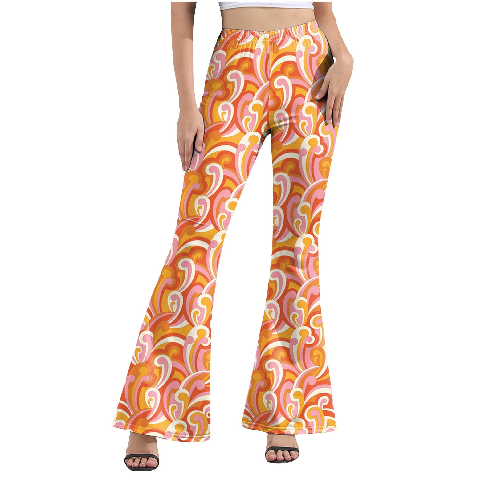 Yuwull Women's Boho High Waist Flare Pants Stretch Bell Bottom Yoga ...