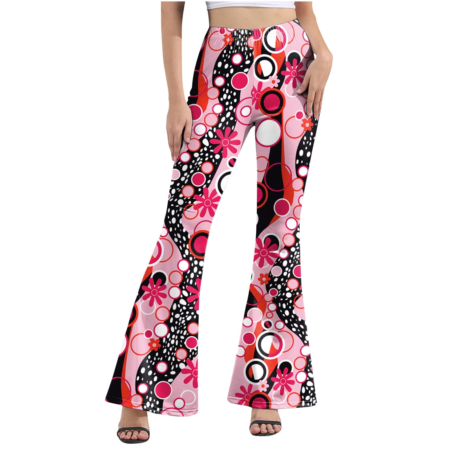 Yuwull Women's Boho High Waist Flare Pants Stretch Bell Bottom Yoga ...