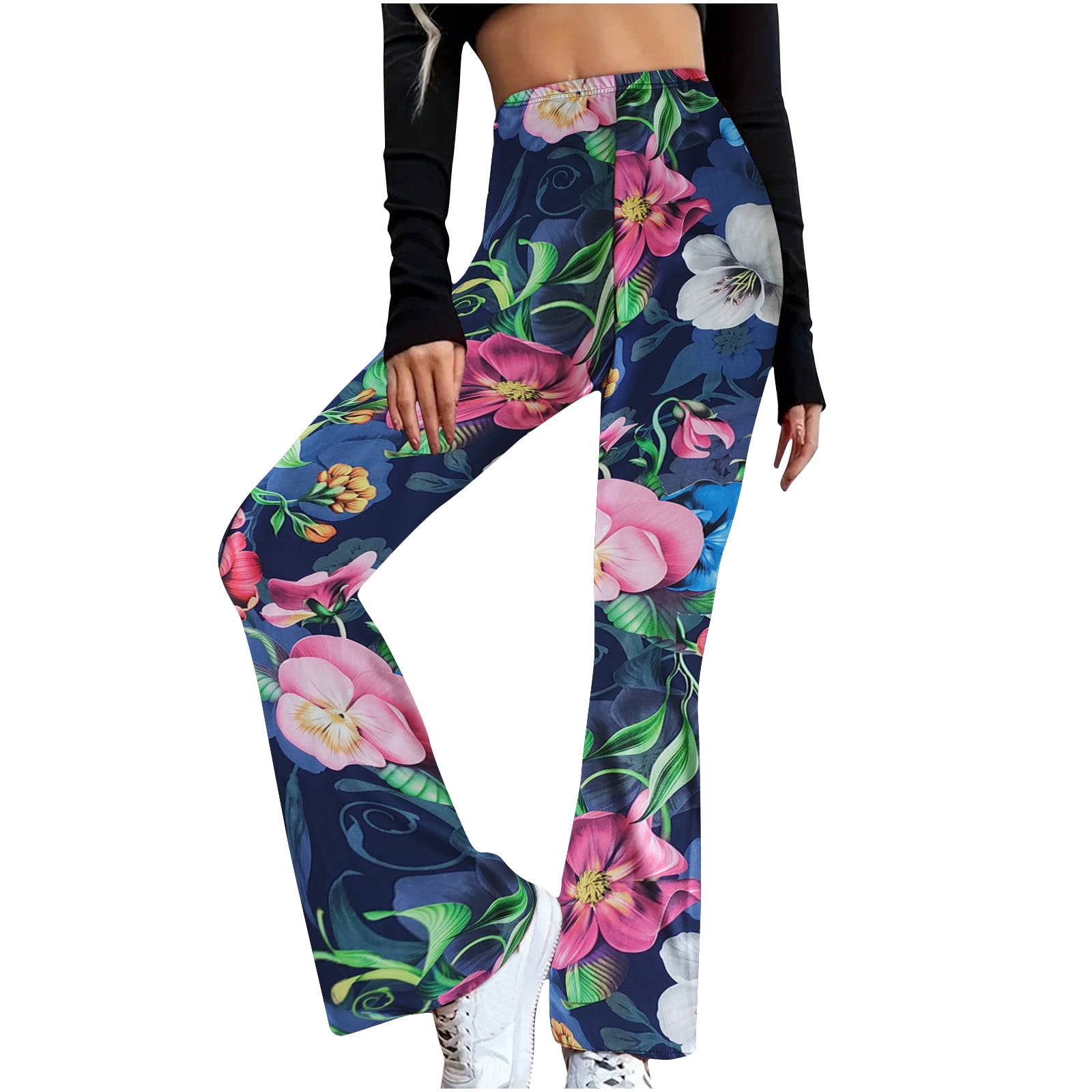 Yuwull Women's Boho High Waist Flare Pants Stretch Bell Bottom Yoga ...