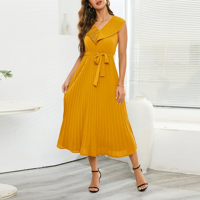 Yuwull Womens 2024 Formal Dresses Wrap V Neck Ruched Sexy Bridesmaid