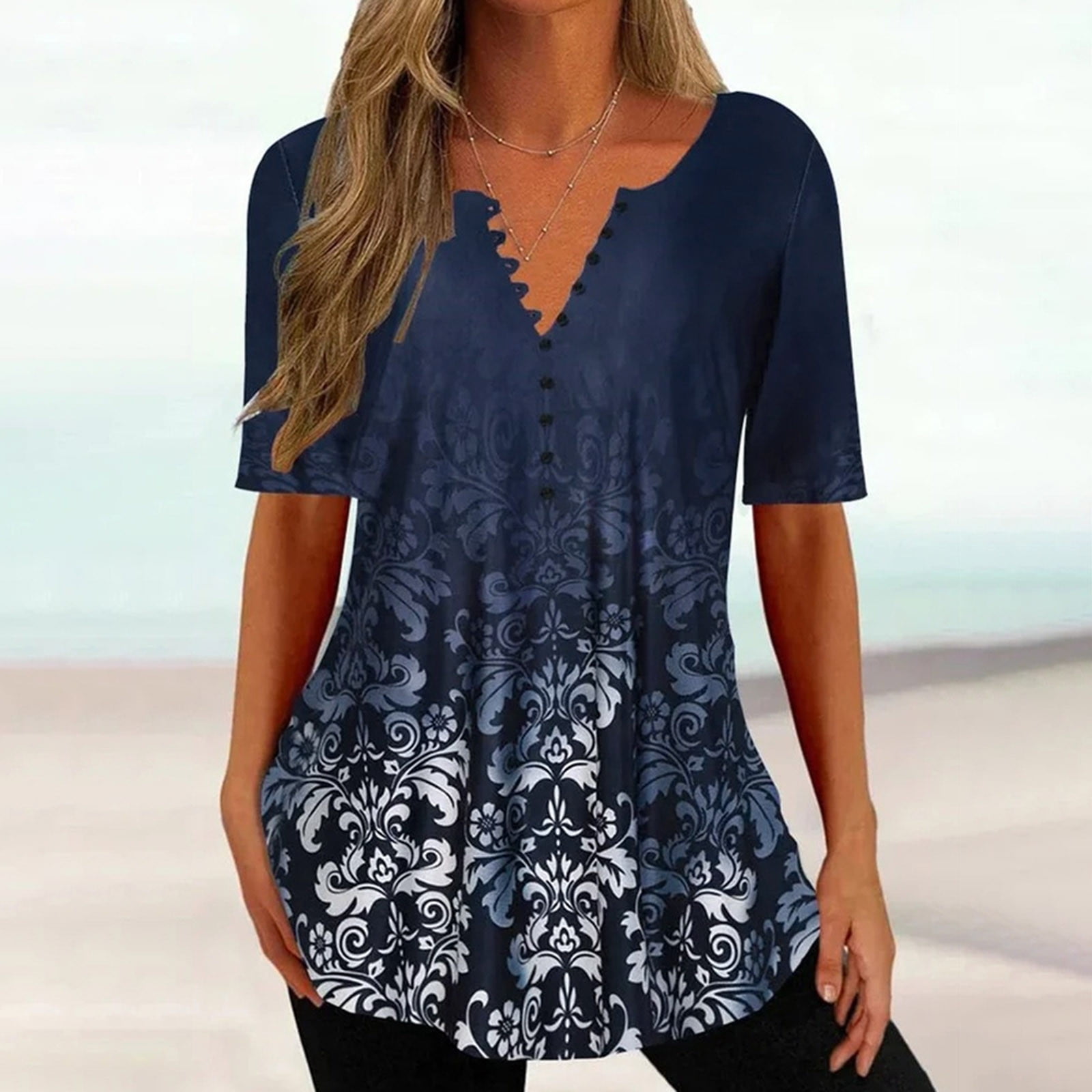 Yuwull Womens Tops Summer Oversized Shirts Trendy Short Sleeve Button
