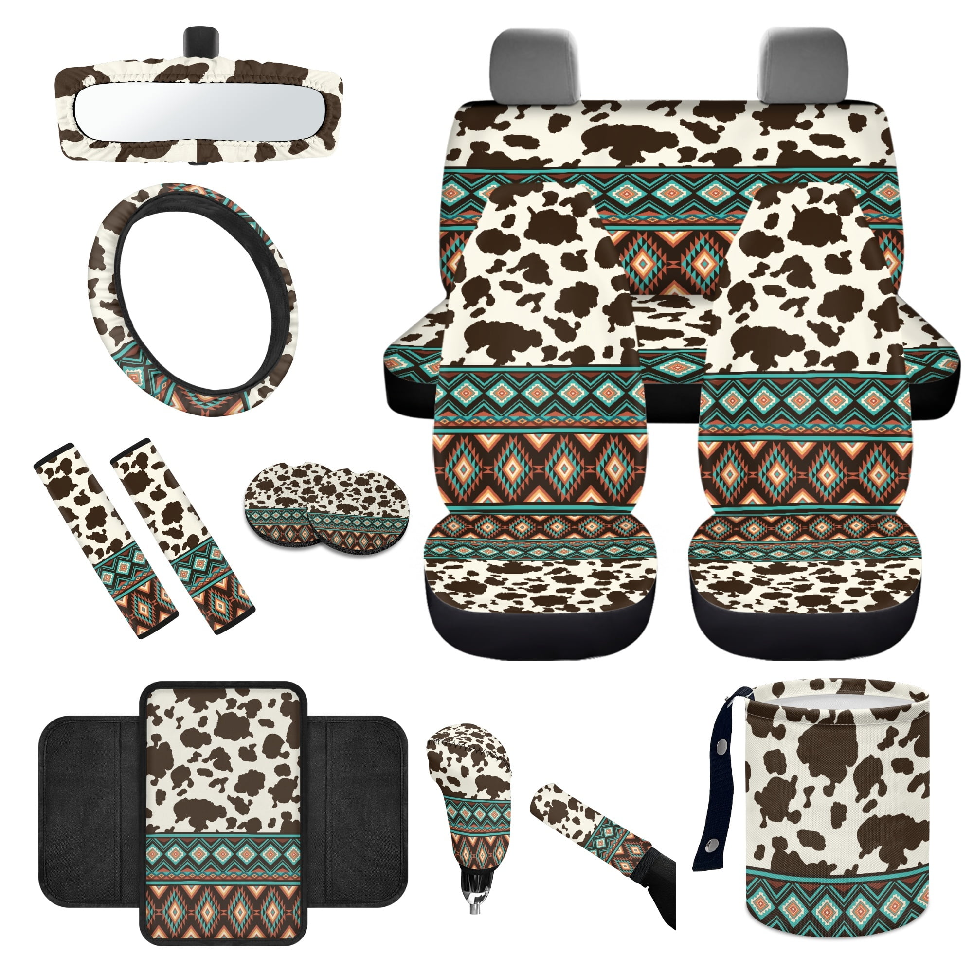 Yuyamidu 14 PCS Aztec Car Seat Cover Set with Steering Wheel Cover Seat ...