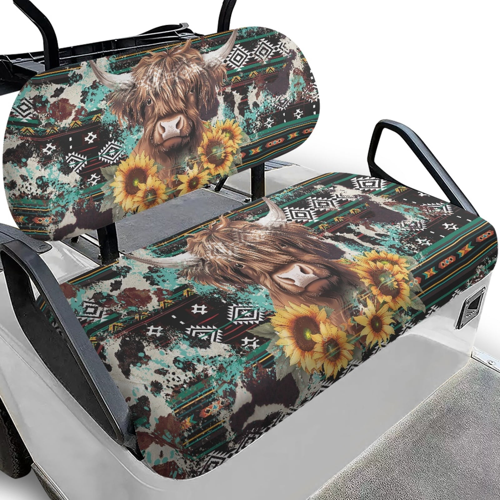 Yuyamidu 2 Pack Highland Cow Golf Cart Seat Covers Western Aztec Golf ...