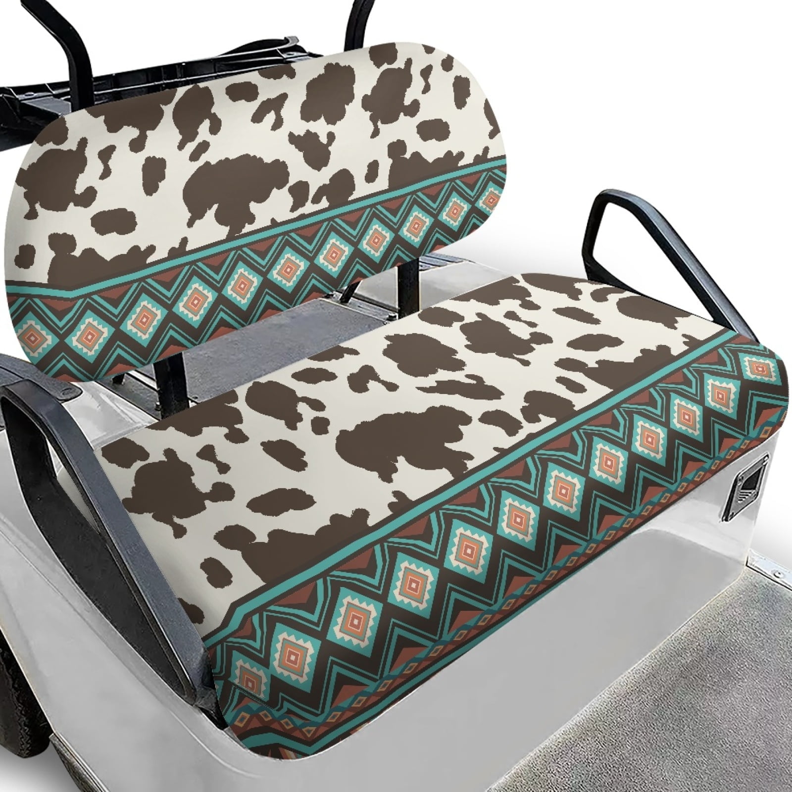 Yuyamidu 2 Pack Western Aztec Golf Cart Seat Covers Cow Print Golf Cart ...