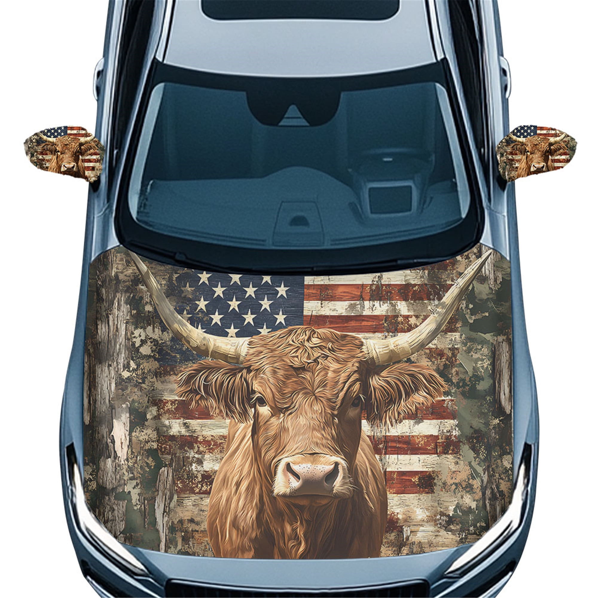 Yuyamidu 3pcs Highland Cow Car Hood Cover Protector Camo Hunting ...