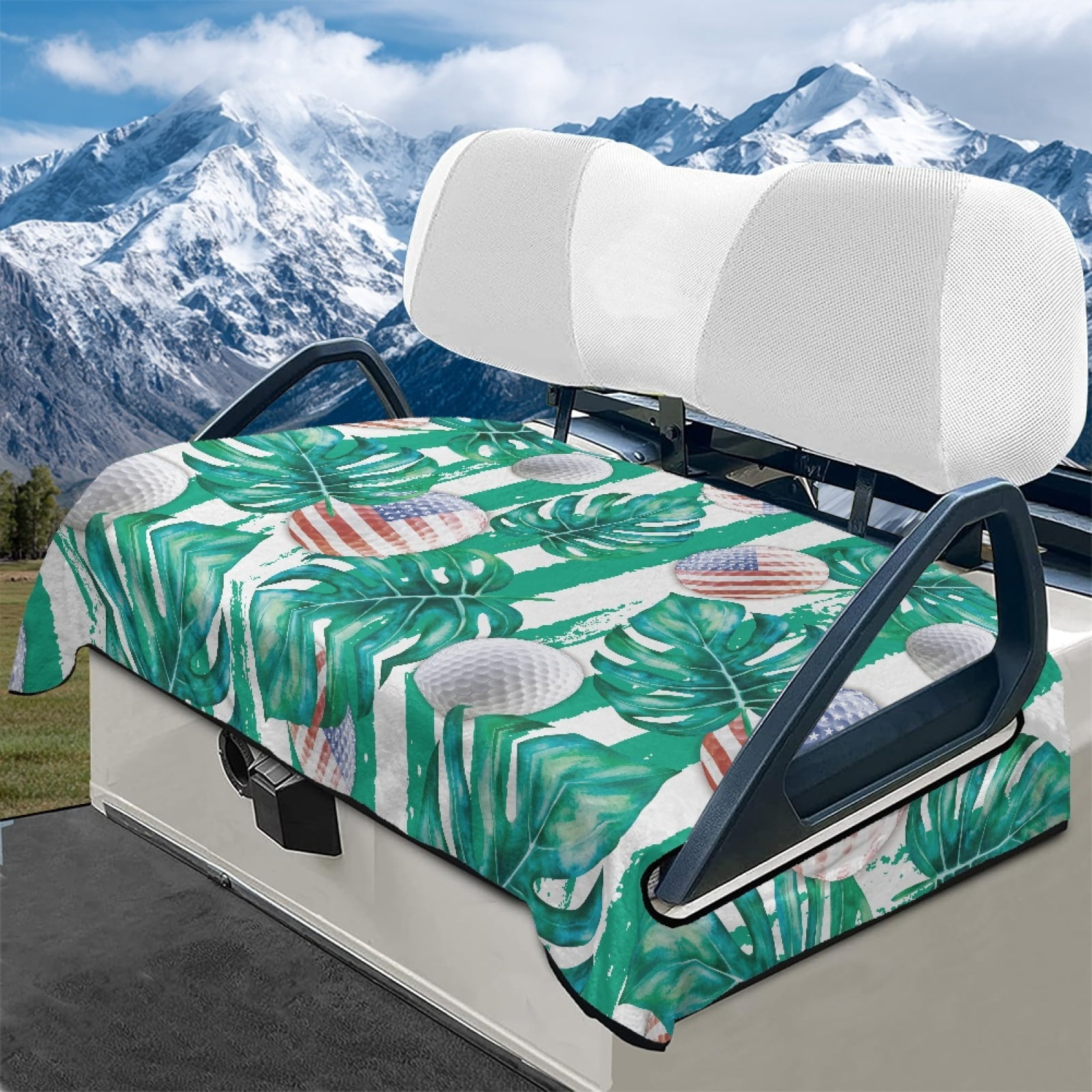 Yuyamidu American Flag Golf Ball Golf Cart Seat Covers Palme Leaves ...