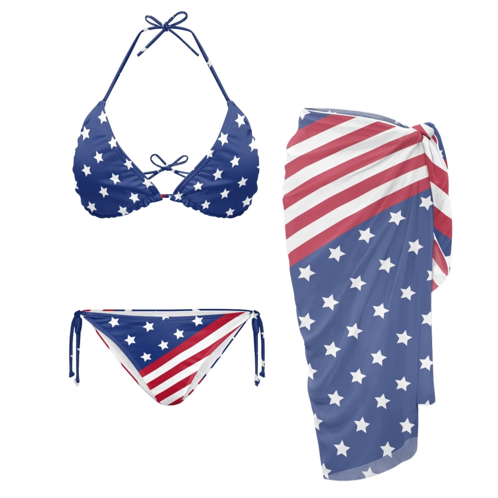 Yuyamidu American Flag Star Women's 3 Piece Swimsuit Set Swimwear Beach ...