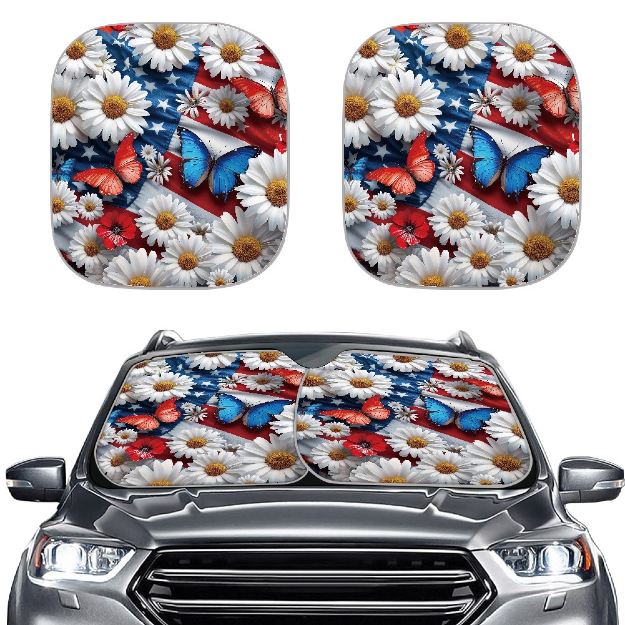 Yuyamidu American Flag Sun Shade for Car Windshield Daisy Car Sun Shade ...