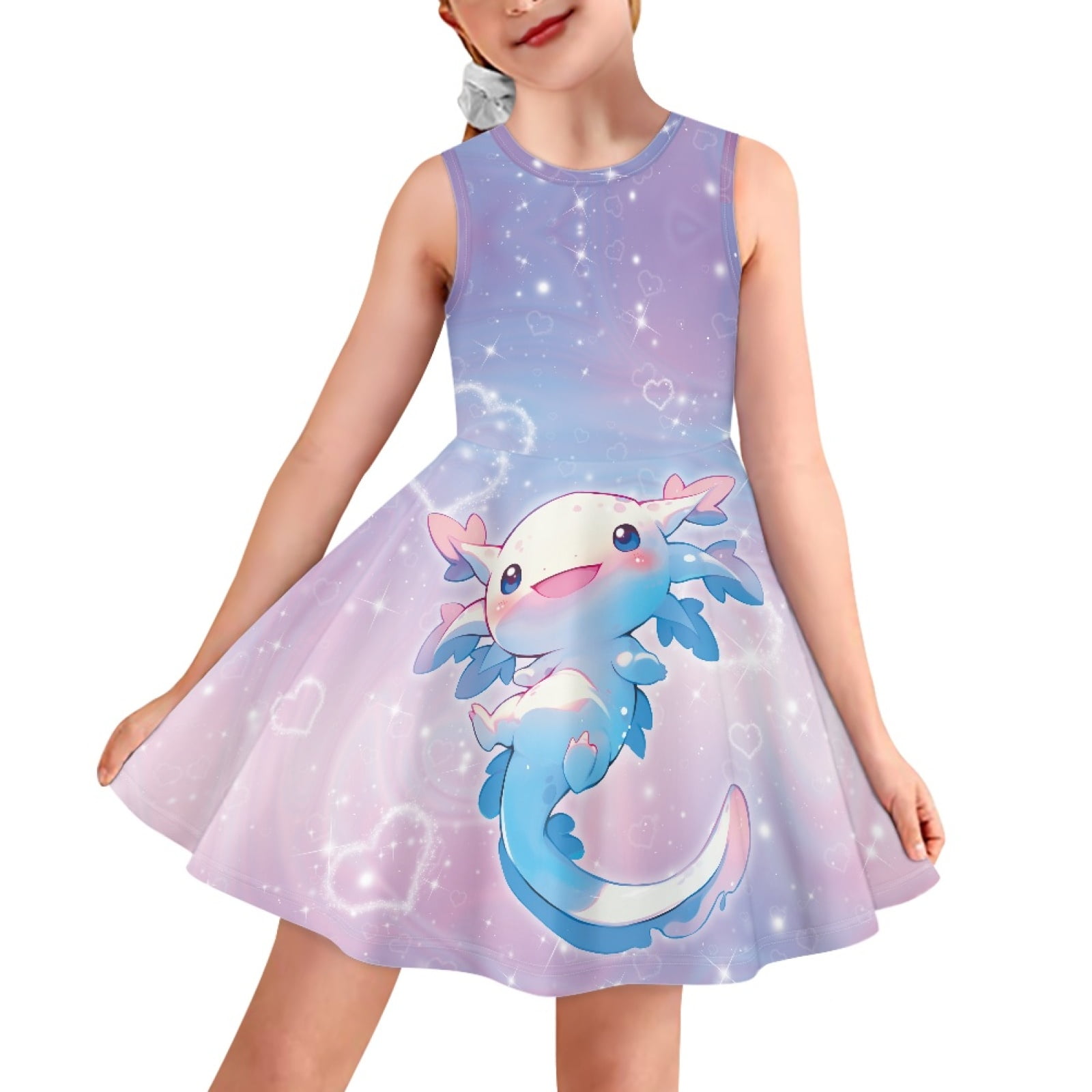 Yuyamidu Axolotl Girls Tank Top Dress Heart Swing Sundress for Girls ...