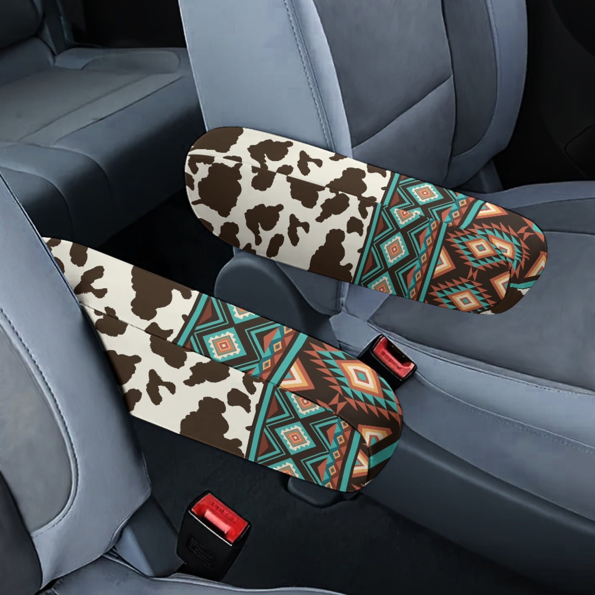 Yuyamidu Aztec Car Front Seat Armrest Cover 2 Pcs Cow Print Armrest ...
