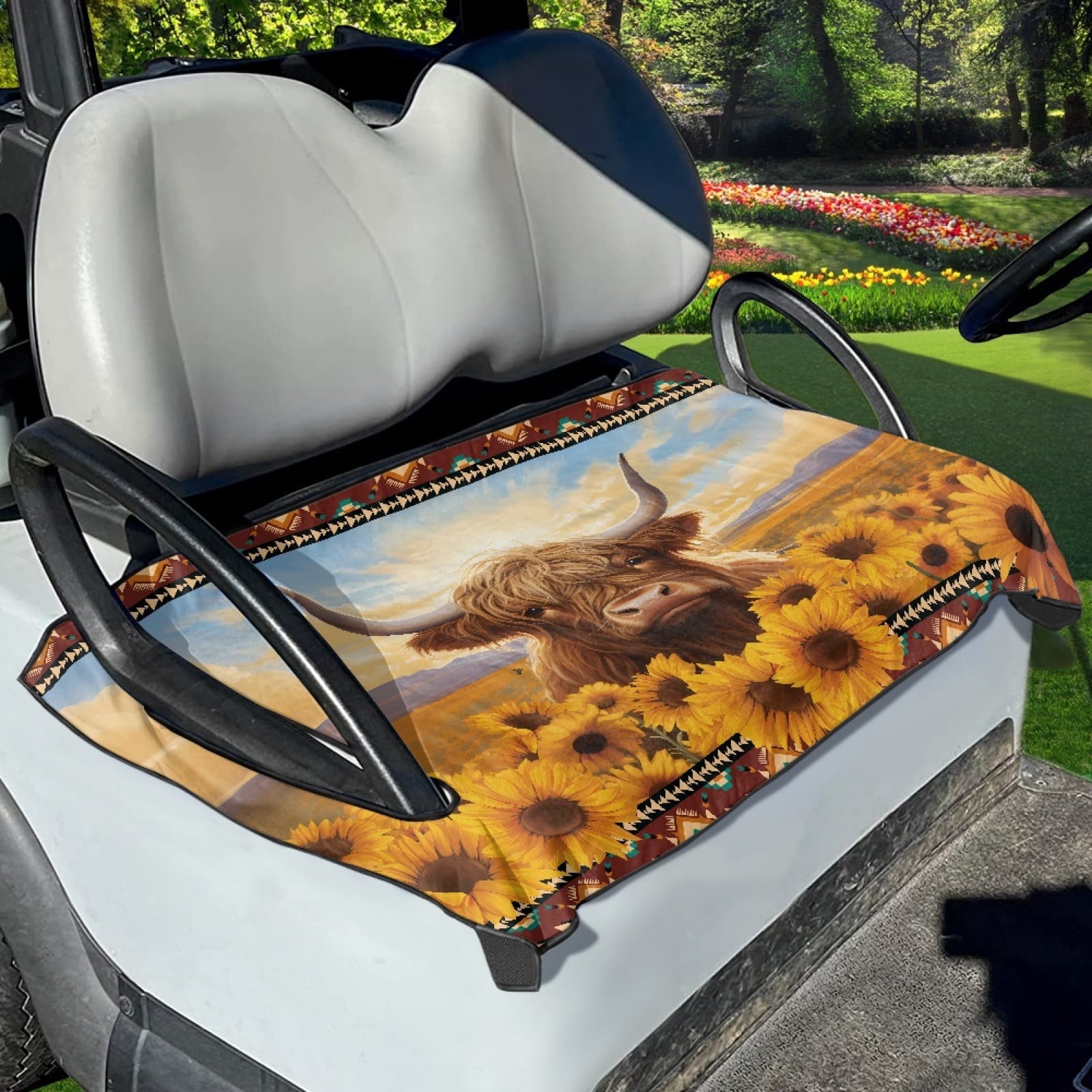 Yuyamidu Aztec Golf Cart Seat Cover Highland Cow Golf Cart Seat Towel ...