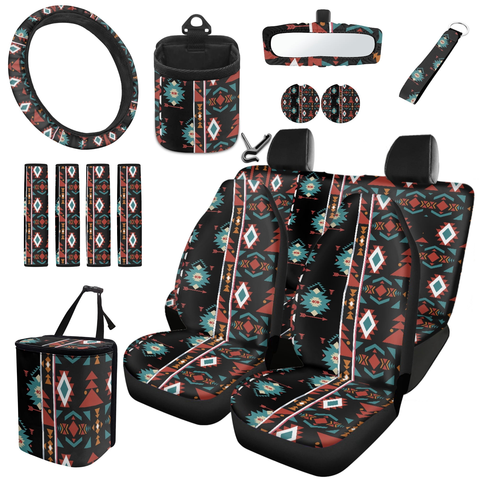 Yuyamidu Aztec Southwest Gemoetric Car Seat Cover Set with Steering ...