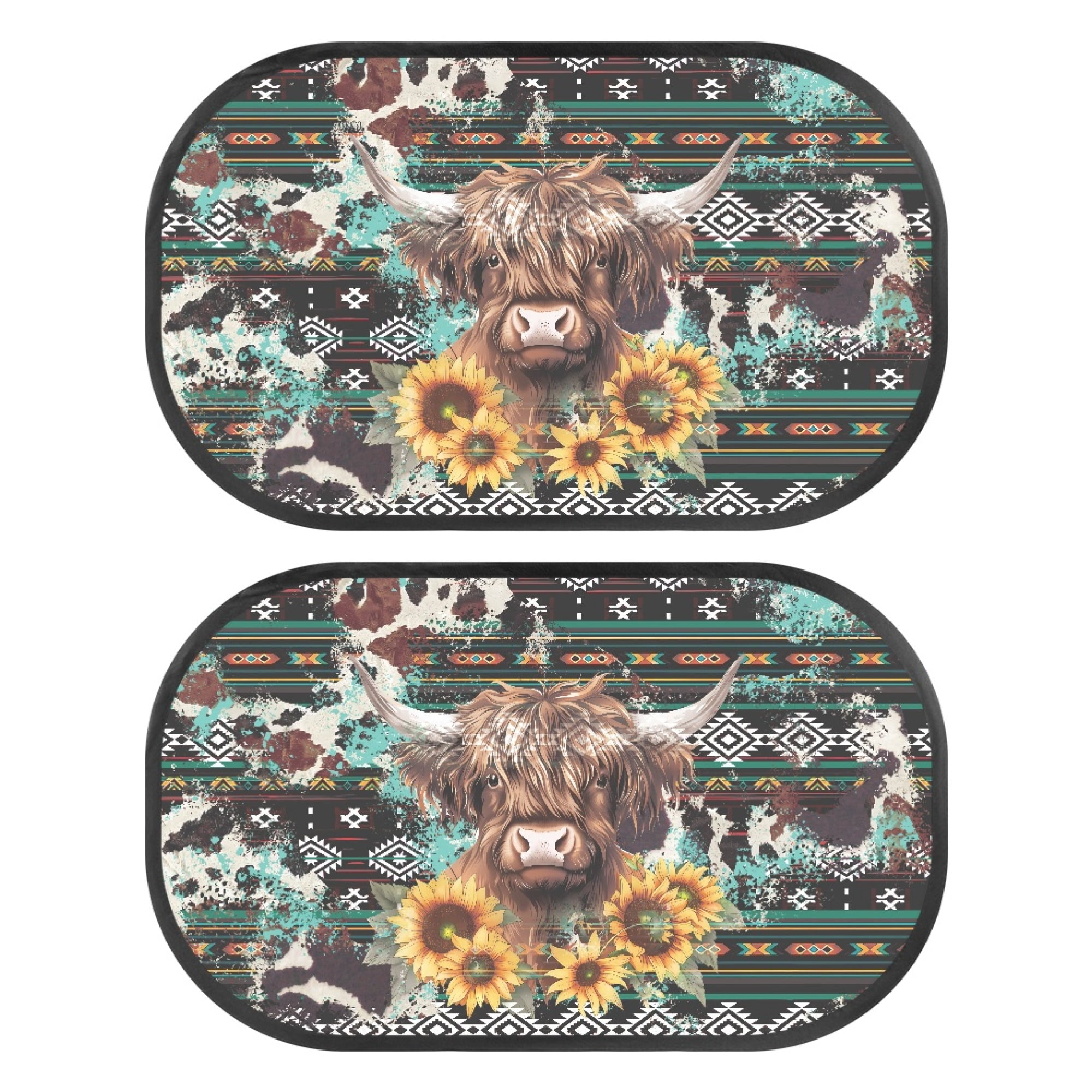 Yuyamidu Aztec Tribal Car Side Window Sun Shades Highland Cow Car ...