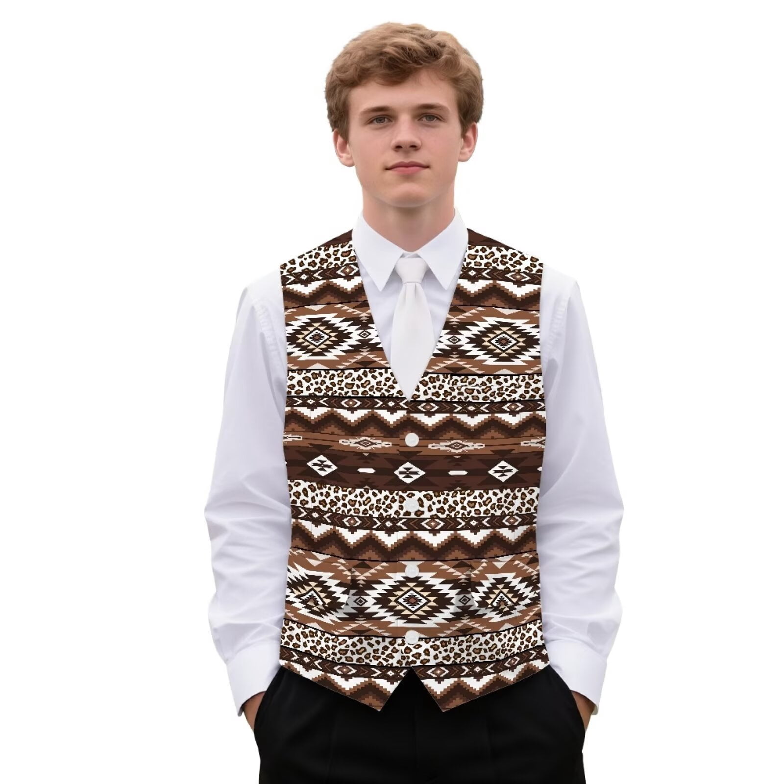 Yuyamidu Aztec Tribal Mens Suit Vest Business Casual Dress Waistcoat ...