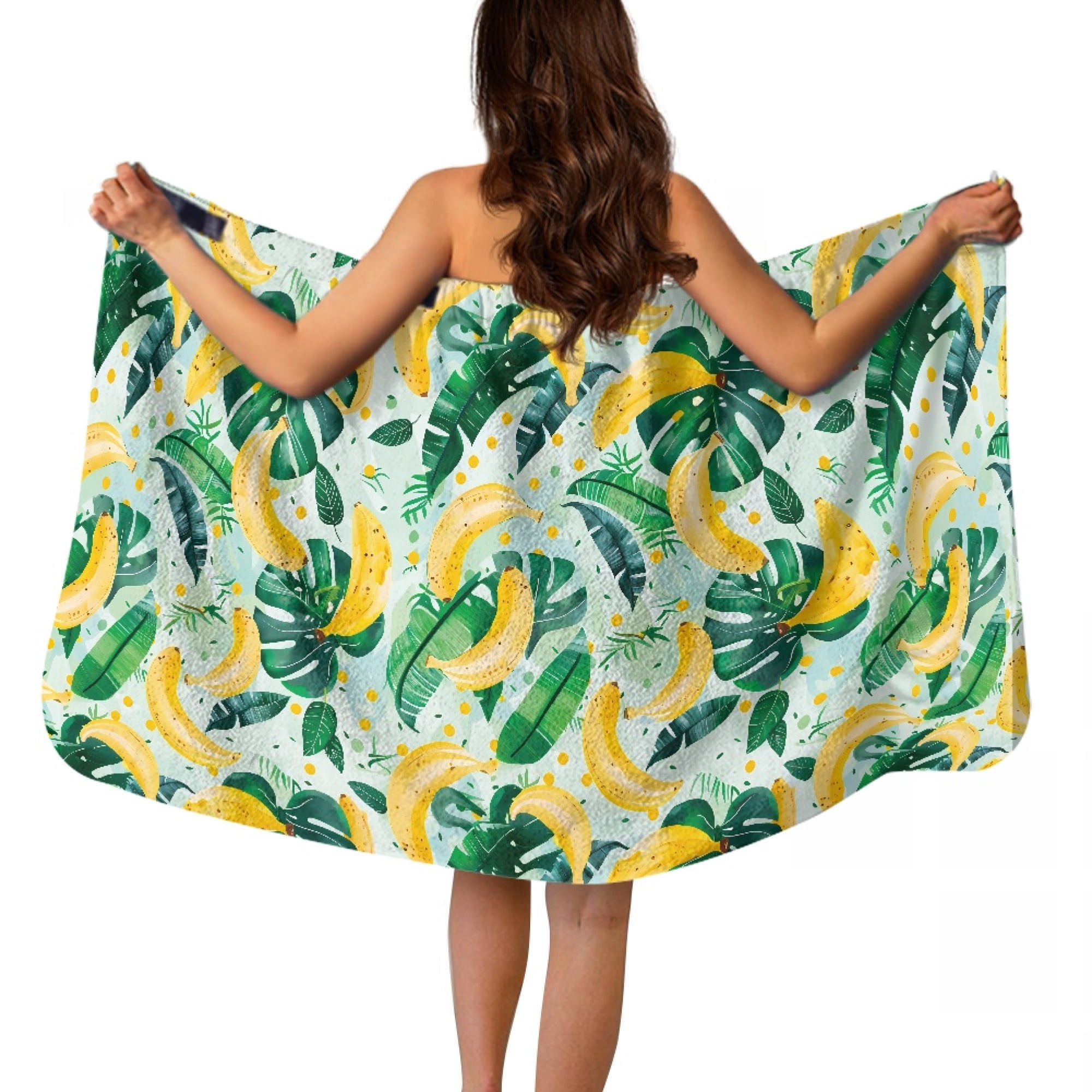 Yuyamidu Banana Bath Towel Wrap for Women Palm Leaves Mid Length Towel ...