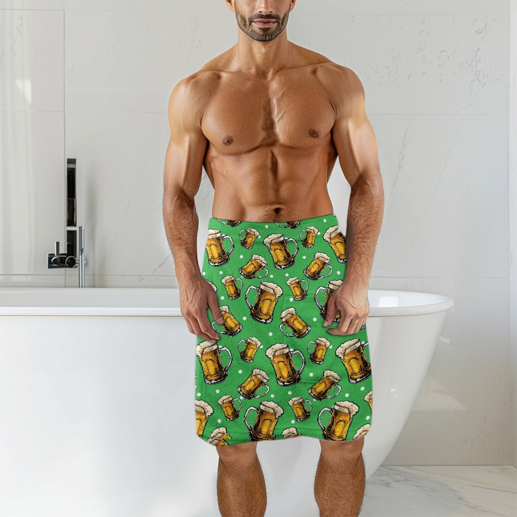 Yuyamidu Beer Towel Wrap for Men Home Bath Wrap Green Bath Towels with ...