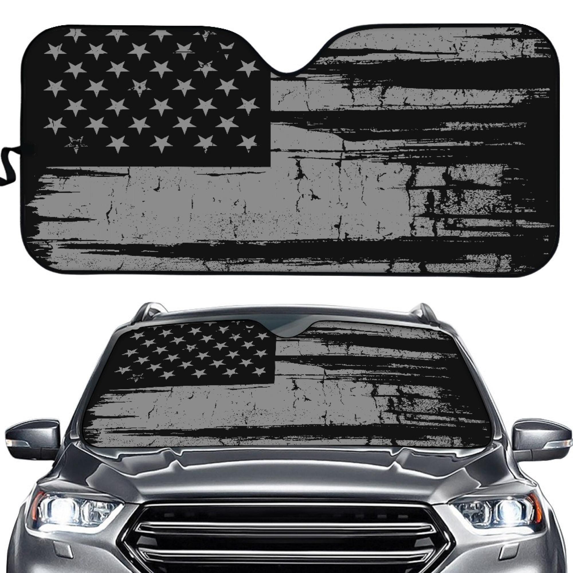 Yuyamidu Black American Flag Car Window Sun Shades Patriotic Front ...