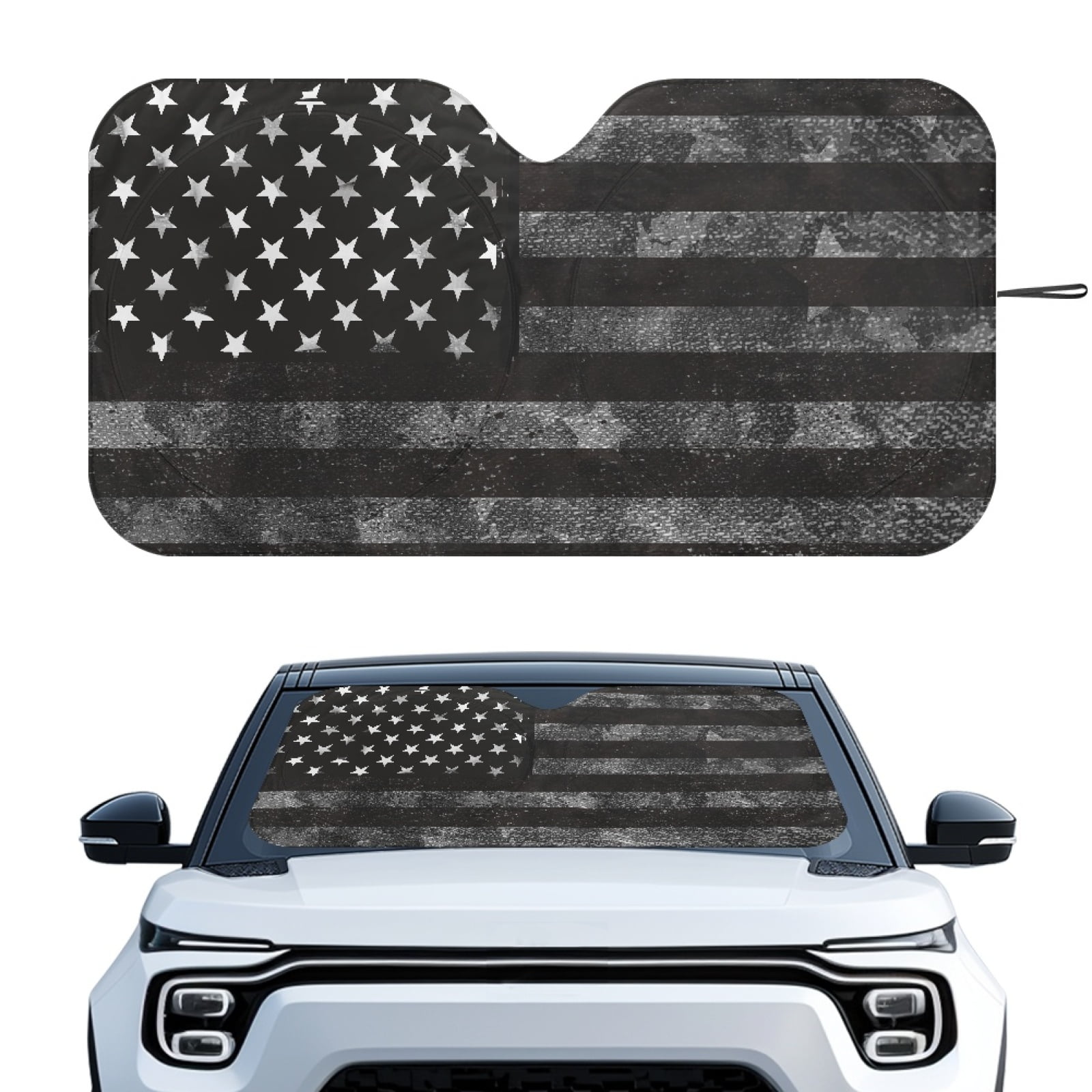 Yuyamidu Black American Flag Window Shade for Car Van Truck Windshield ...