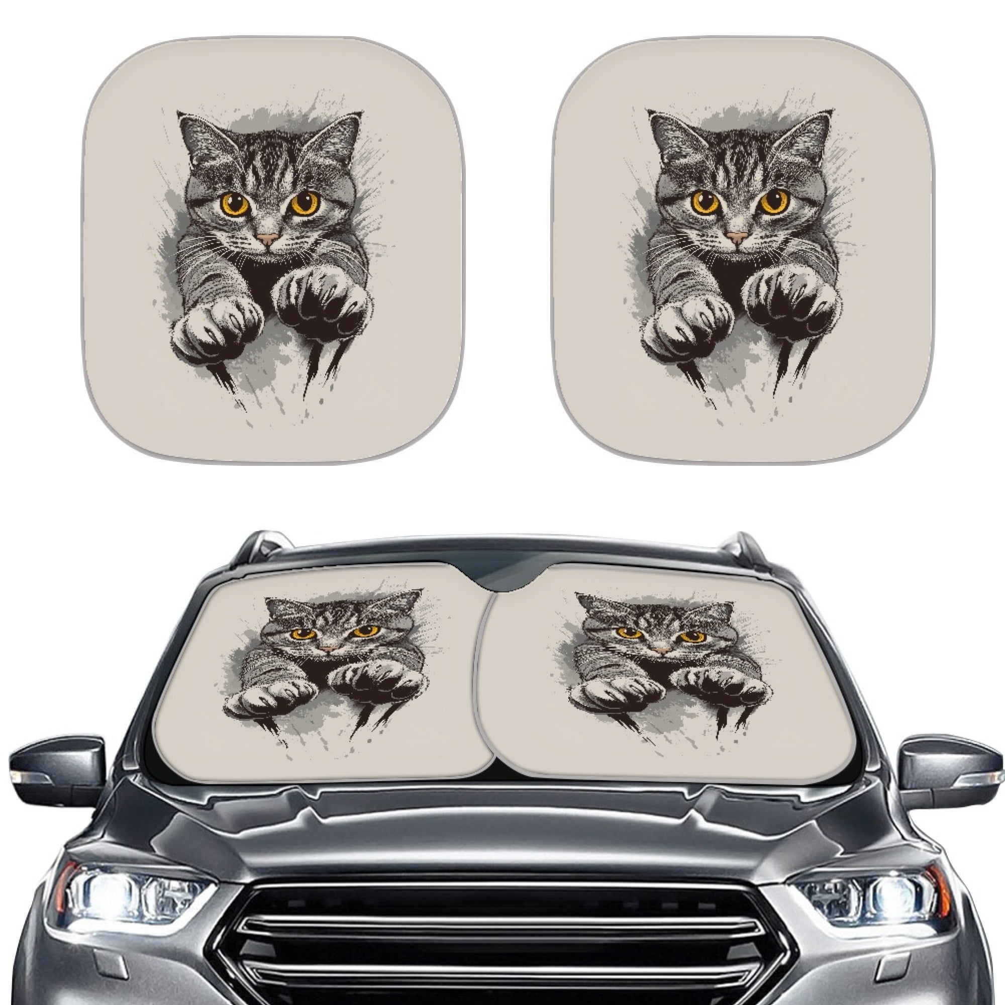 Yuyamidu Black Cat Car Sun Shade for Most Auto SUV Truck Van Cute ...