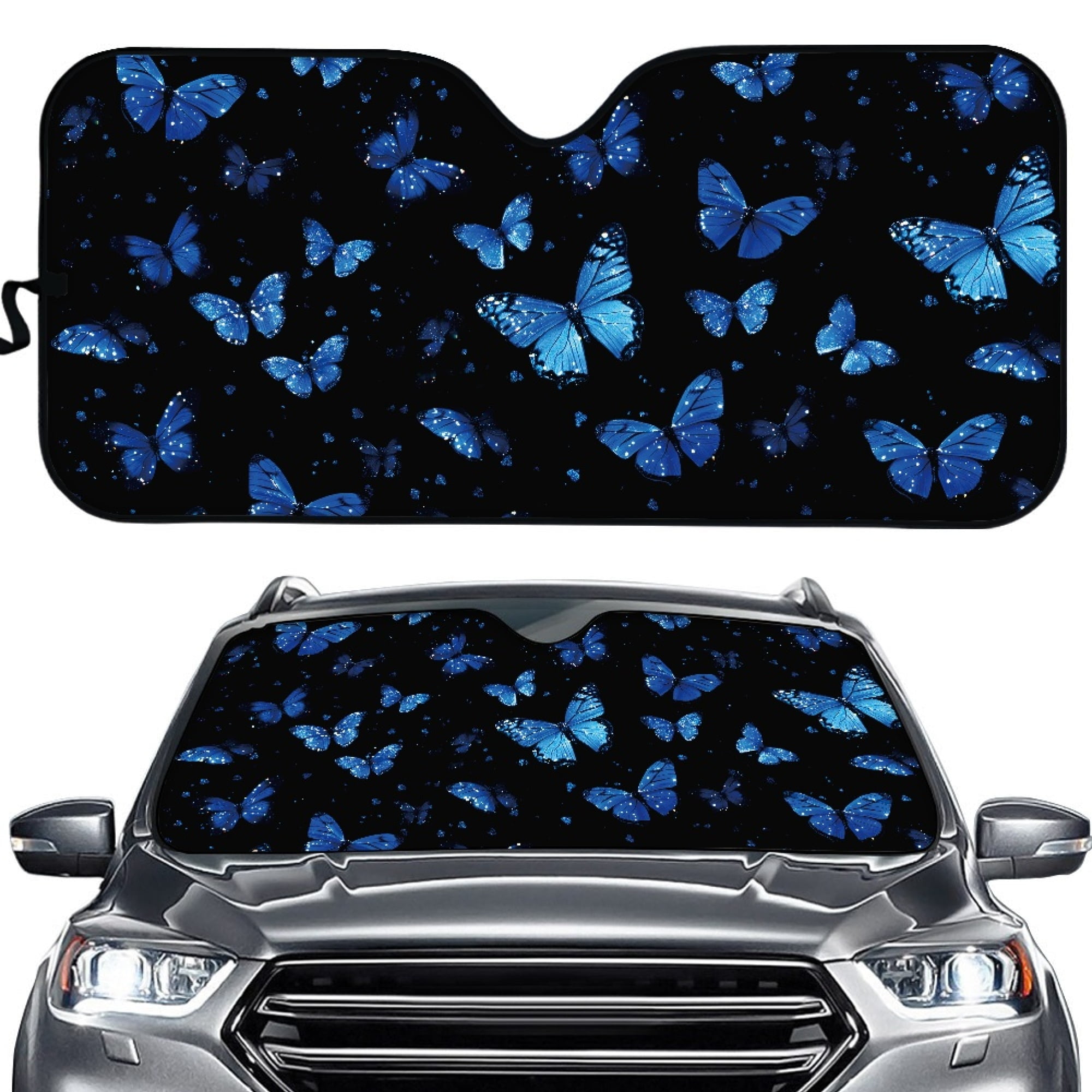 Yuyamidu Blue Butterfly Car Sun Shade Windshield Fashion Auto Sun Visor ...