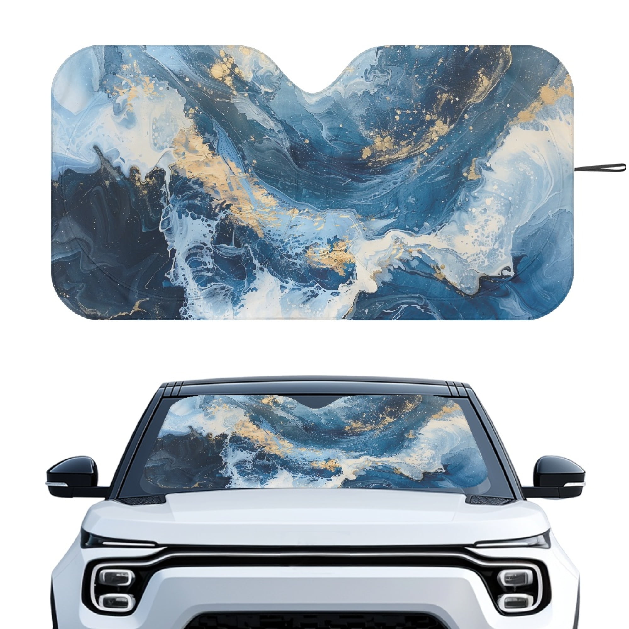 Yuyamidu Blue Marble Print Car Sunshade for Windshield Foldable ...