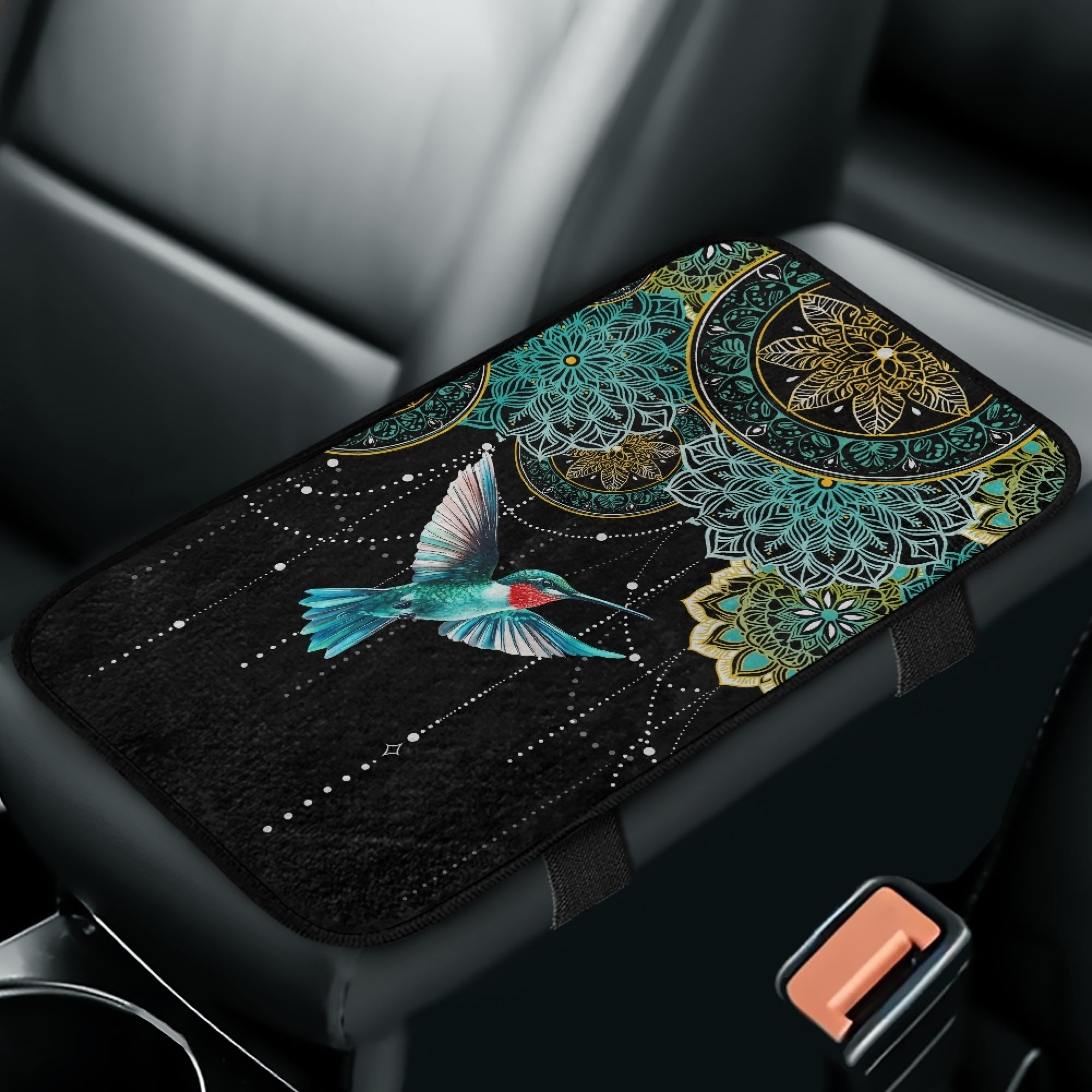 Yuyamidu Boho Mandala Flower Car Center Console Cover Hummingbird Car ...