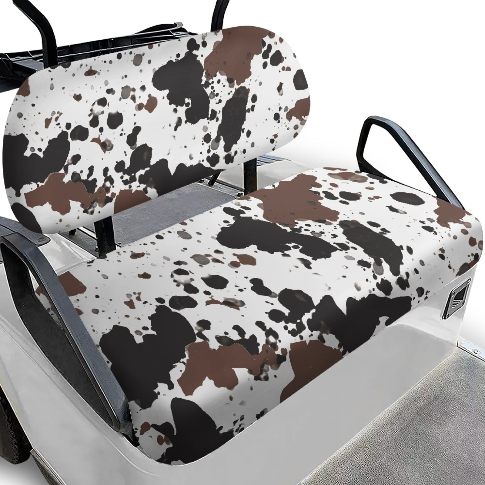 Yuyamidu Brown Cow Print Golf Cart Backrest Bench Seat Cover Full Set ...