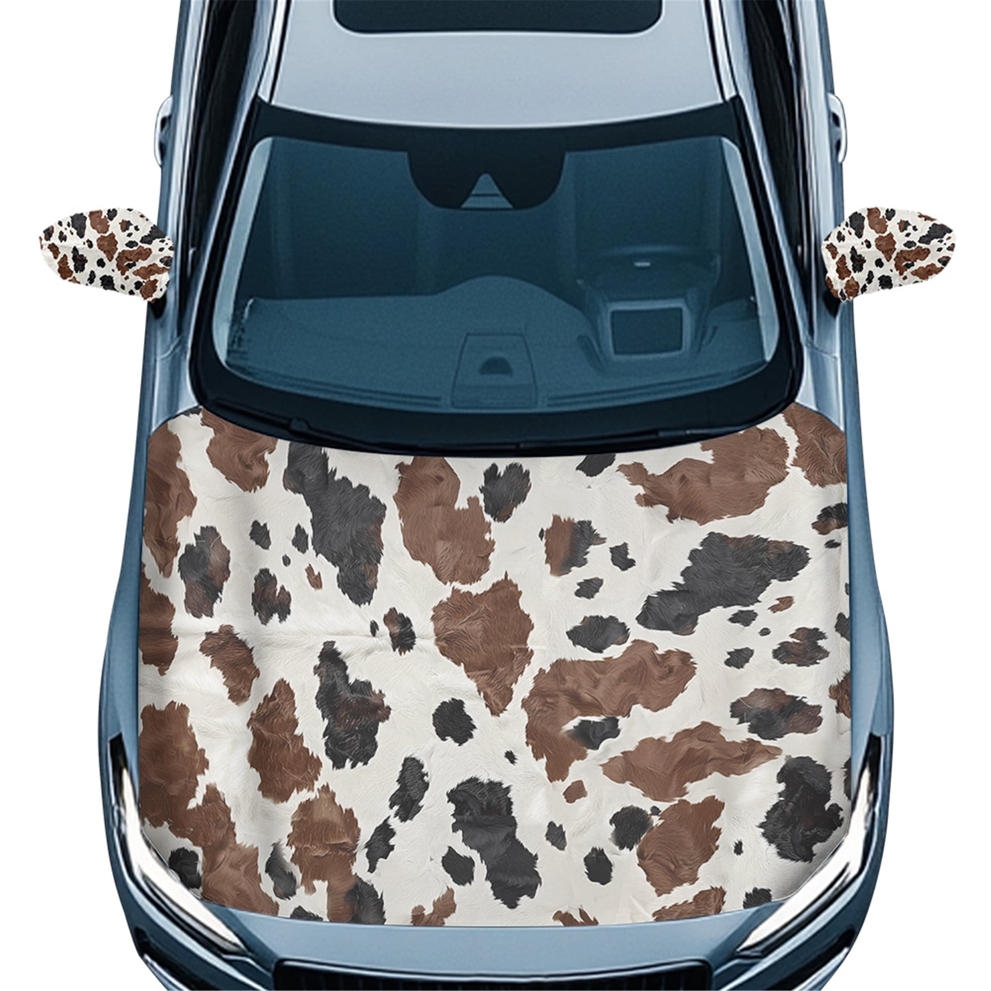 Yuyamidu Brown Cow Print Hood Covers for Cars Sedans Easy to Install ...