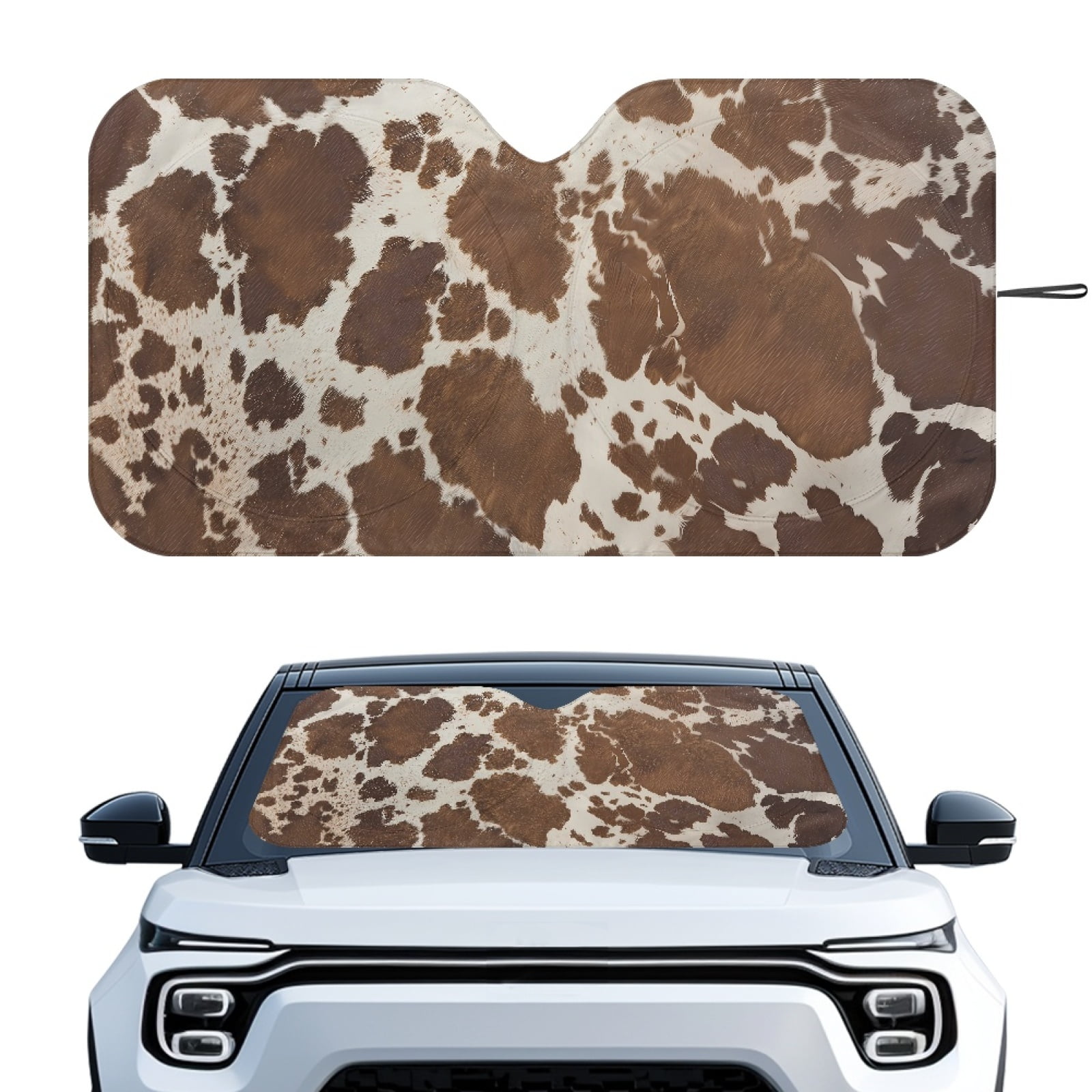 Yuyamidu Brown Cow Print Sun Shade for Car Windshield Cute Car Shade ...