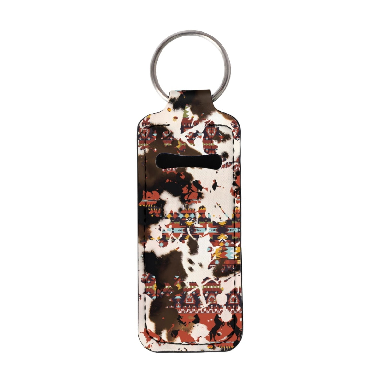 Yuyamidu Brown Cow Print Women Chapstick Holder Keychain Western Aztec ...