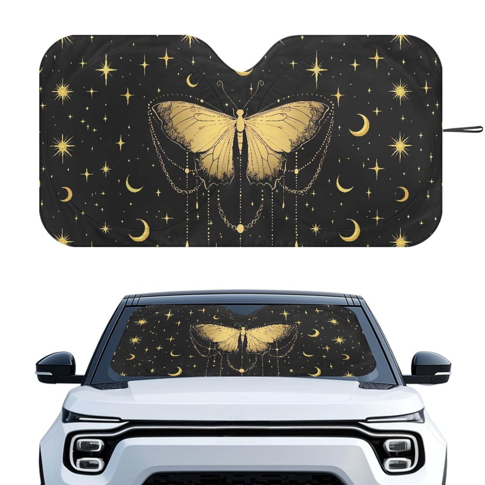Yuyamidu Butterfly Front Window Car Sun Shade Sun and Moon Windshield ...
