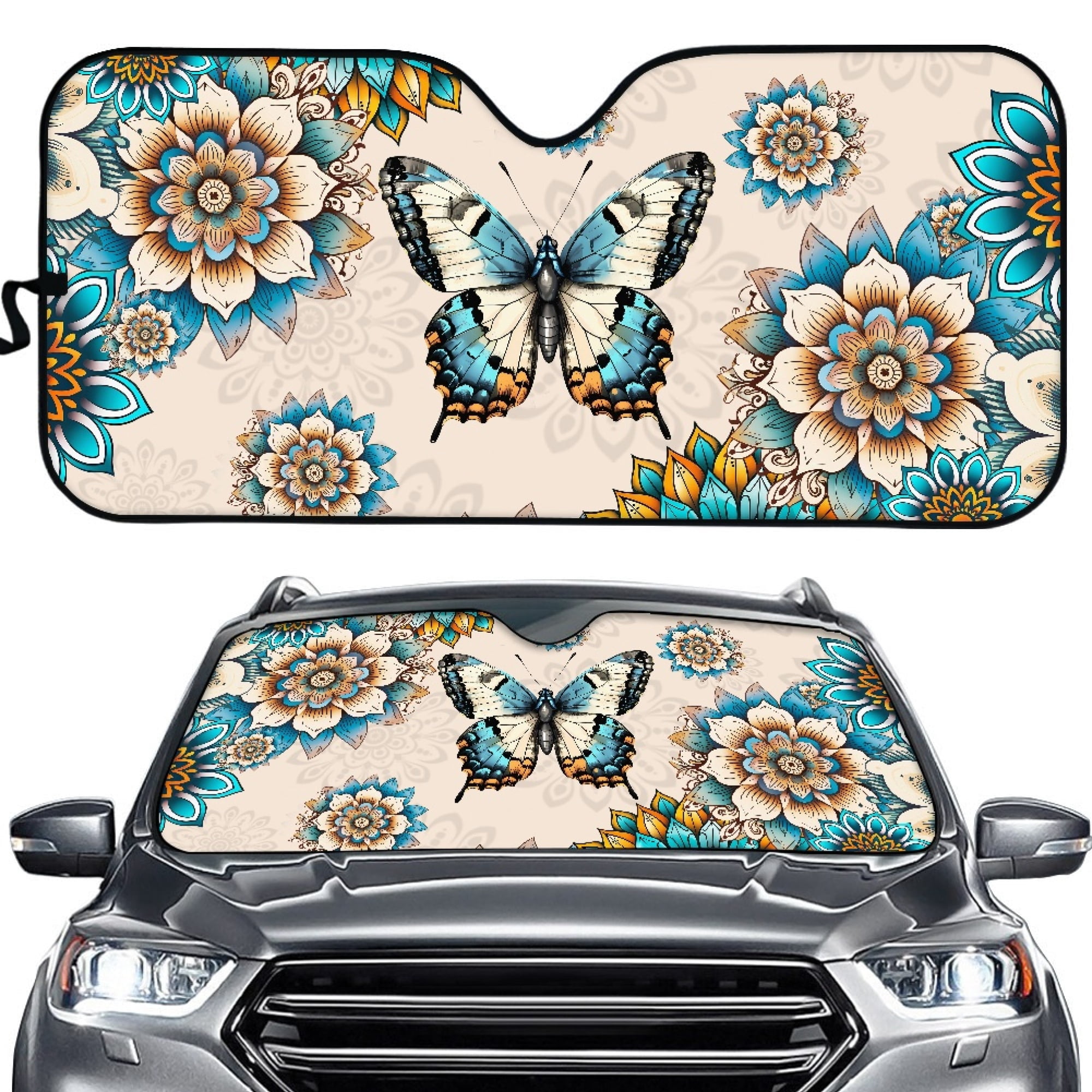 Yuyamidu Butterfly Front Windshield Sun Shade for SUV Truck Van Dahlia ...