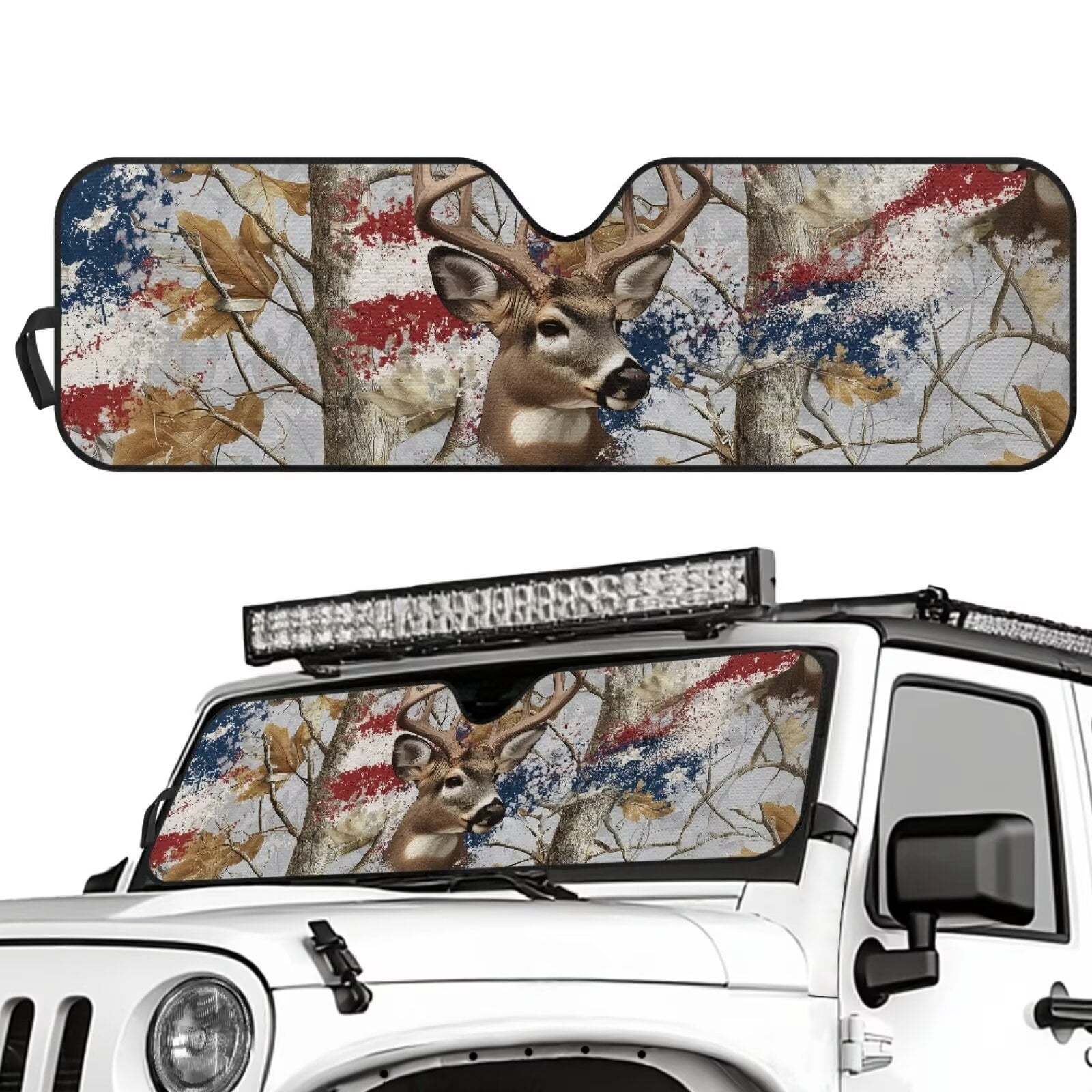 Yuyamidu Camo Deer Windshield Sunshade for 2007-2023 Wrangler Rubicon ...