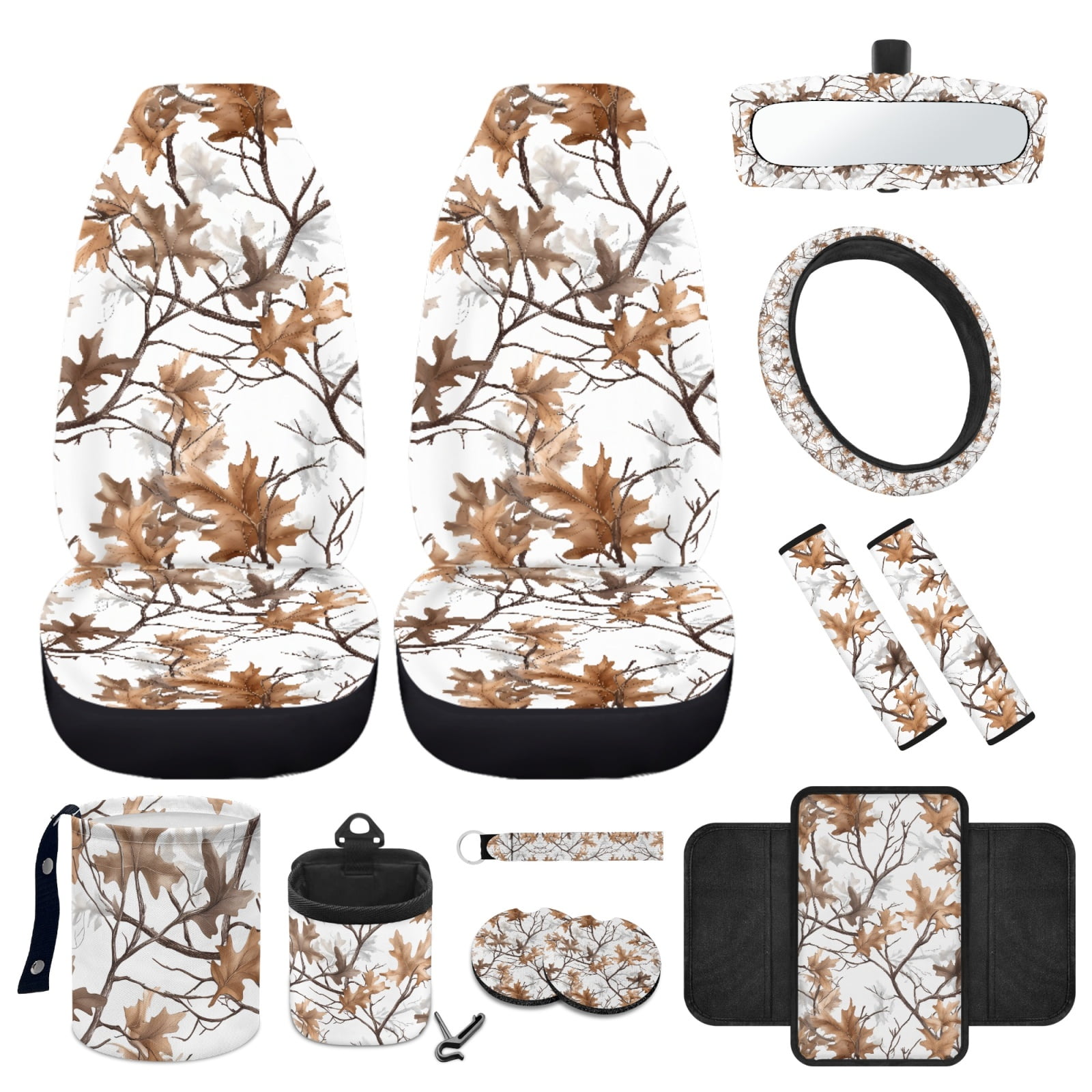 Yuyamidu Camo Hunting Car Front Seat Covers Full Set of 12 Wood ...