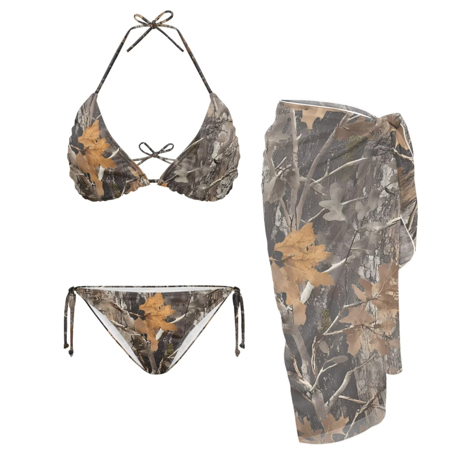Yuyamidu Camo Hunting Women Bikini Swimsuits 3pcs Triangle Tops String ...
