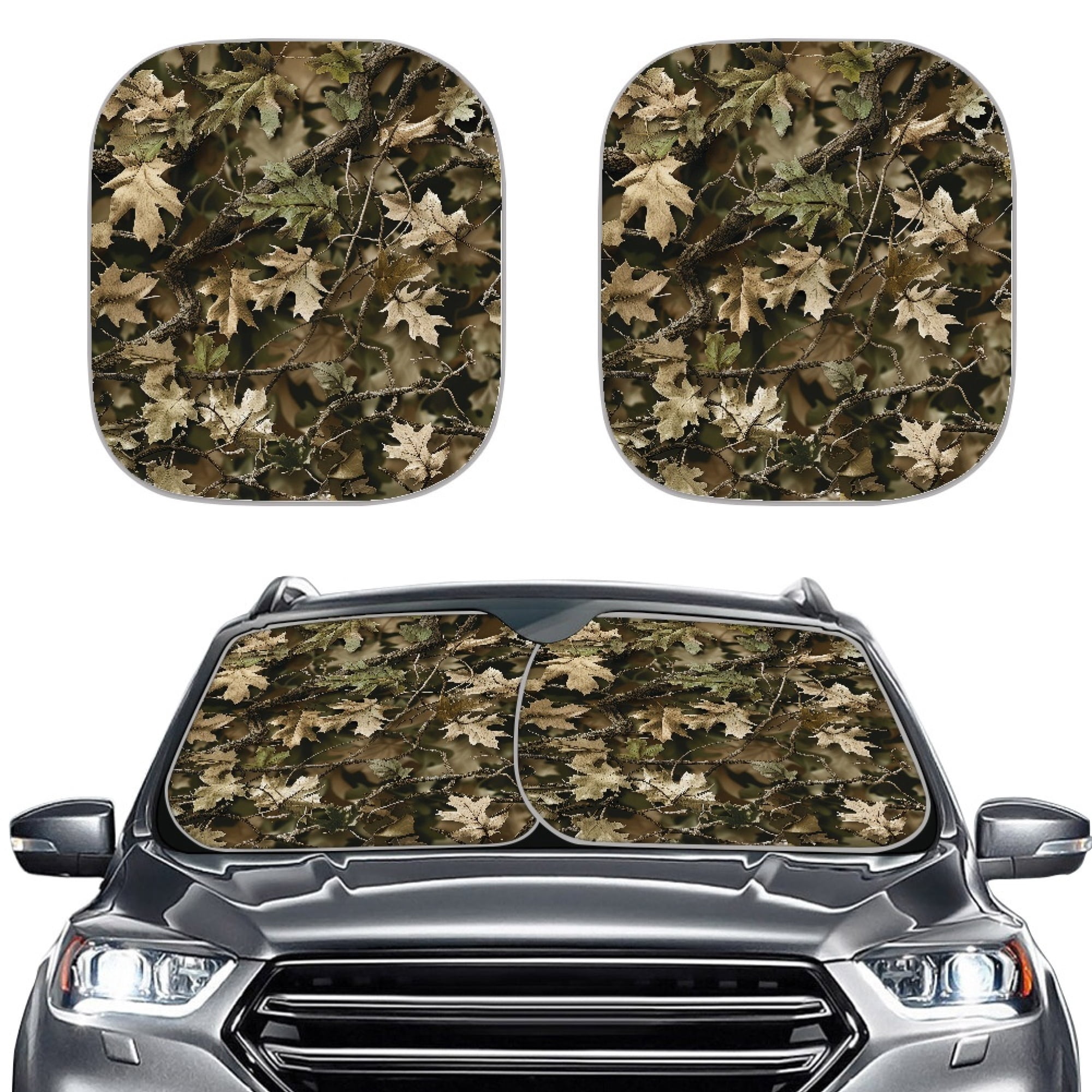 Yuyamidu Camo Hunting Wood Car Sun Shade Windshield 2 Pcs Windshield ...